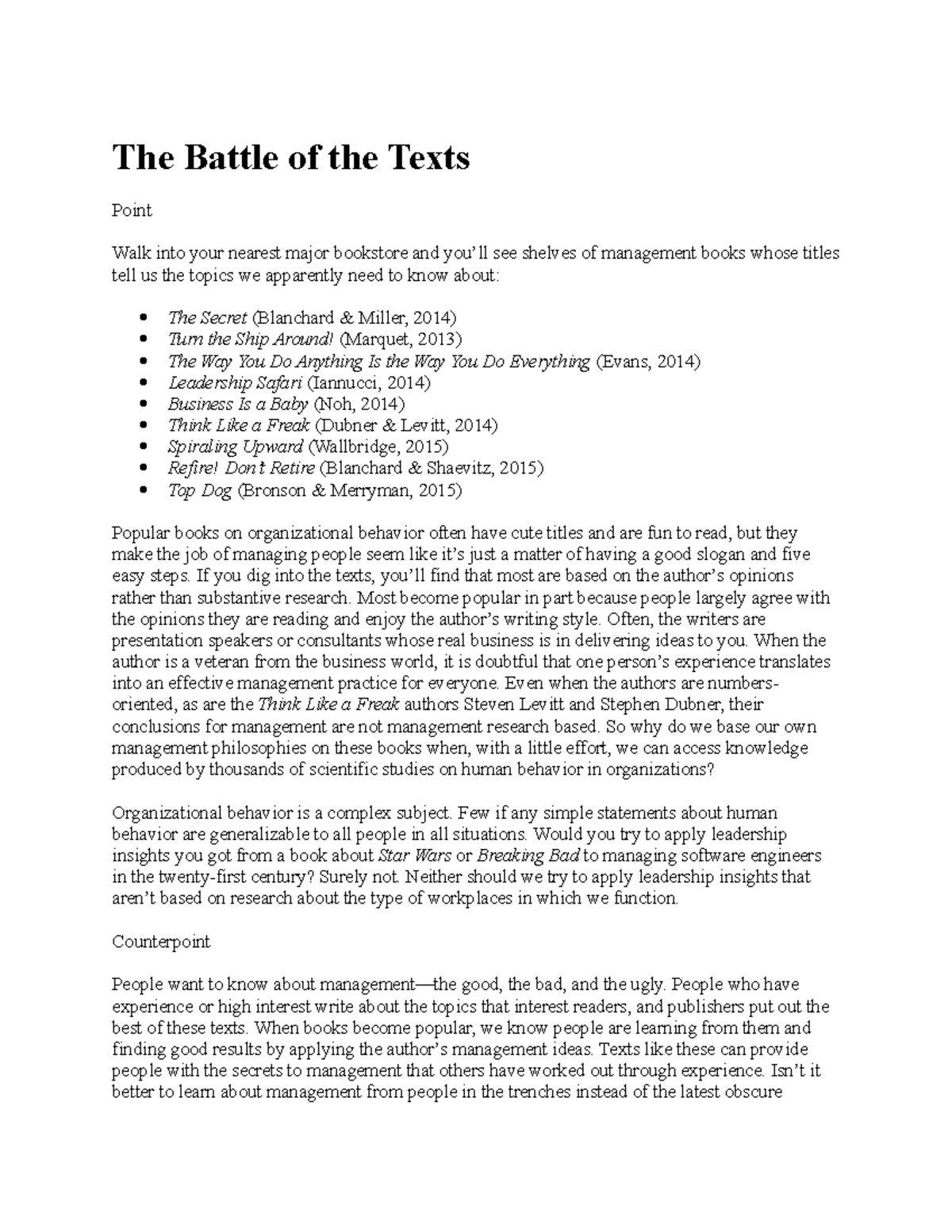 The Battle of the Texts - Chung - The Battle of the Texts Point Walk ...