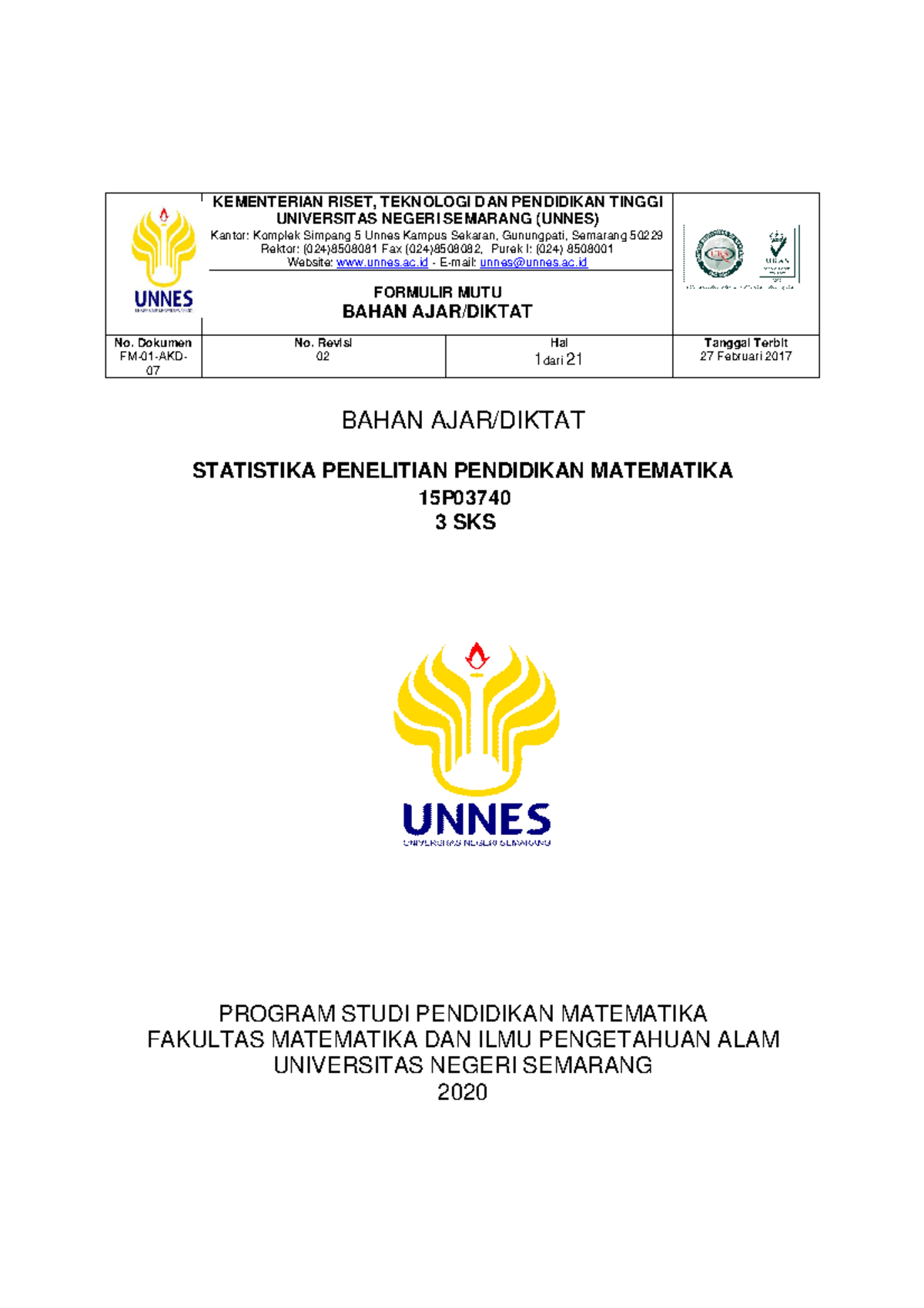 Bahan Ajar Statistika Pendidikan Bahan Ajar 2020 Stat Pend Er