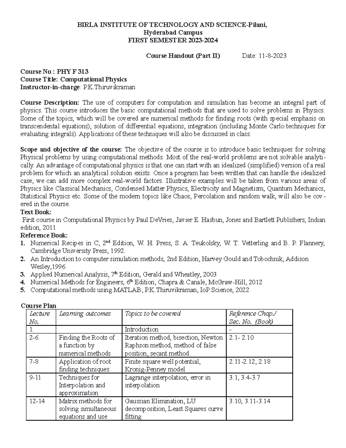 PHY F313 - hey - BIRLA INSTITUTE OF TECHNOLOGY AND SCIENCE-Pilani ...