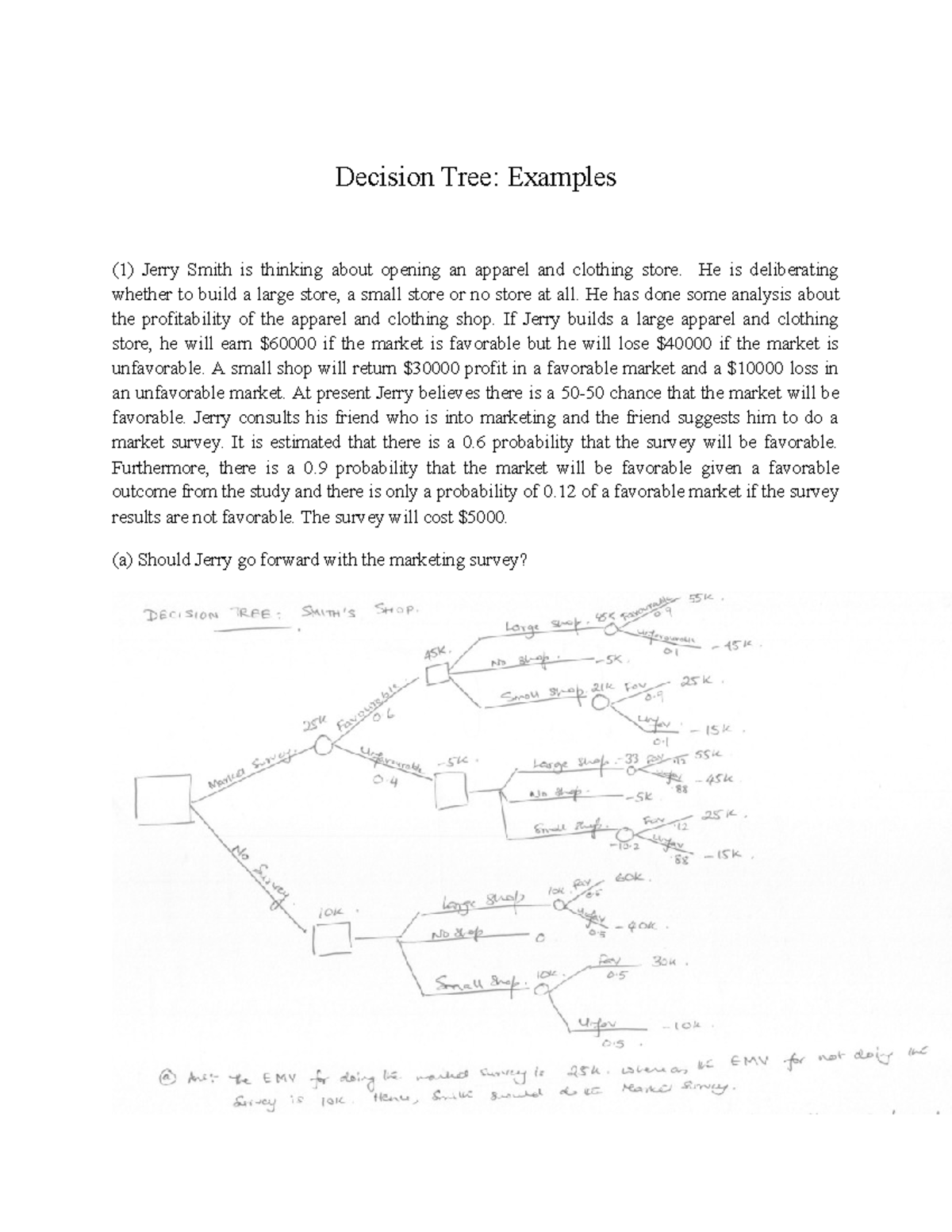 Problem Decision Tree - Decision Tree: Examples (1) Jerry Smith is ...