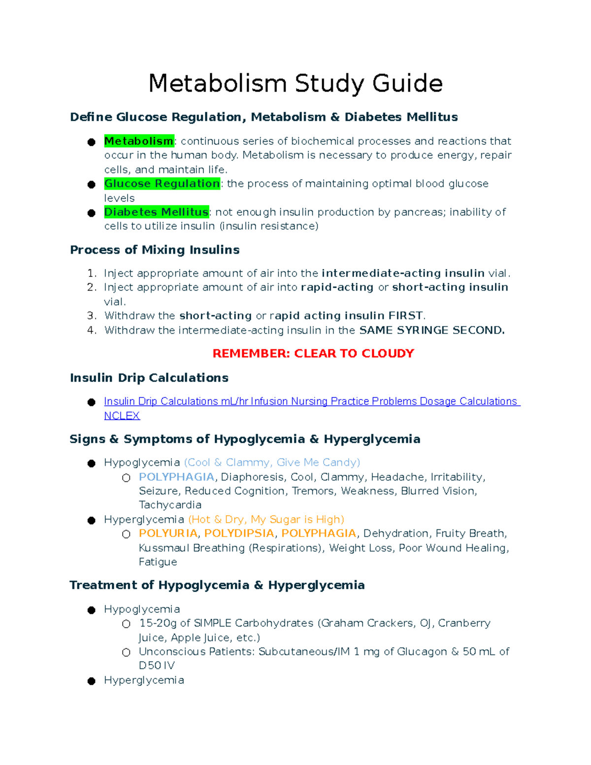 INFO from outline - Informations for the Metabolism concept ...