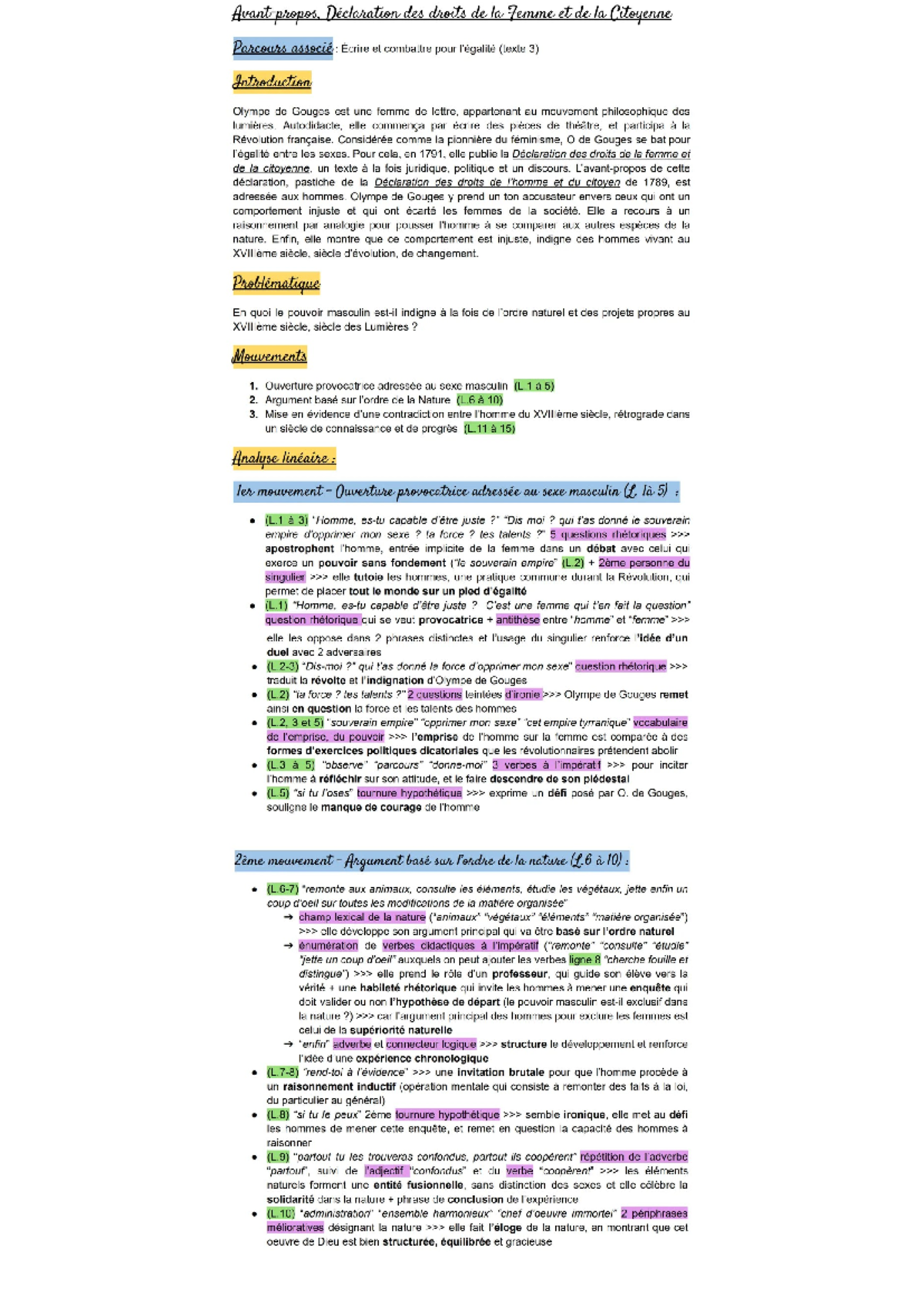 Texte 1 avant propos DDFC - Français - Studocu