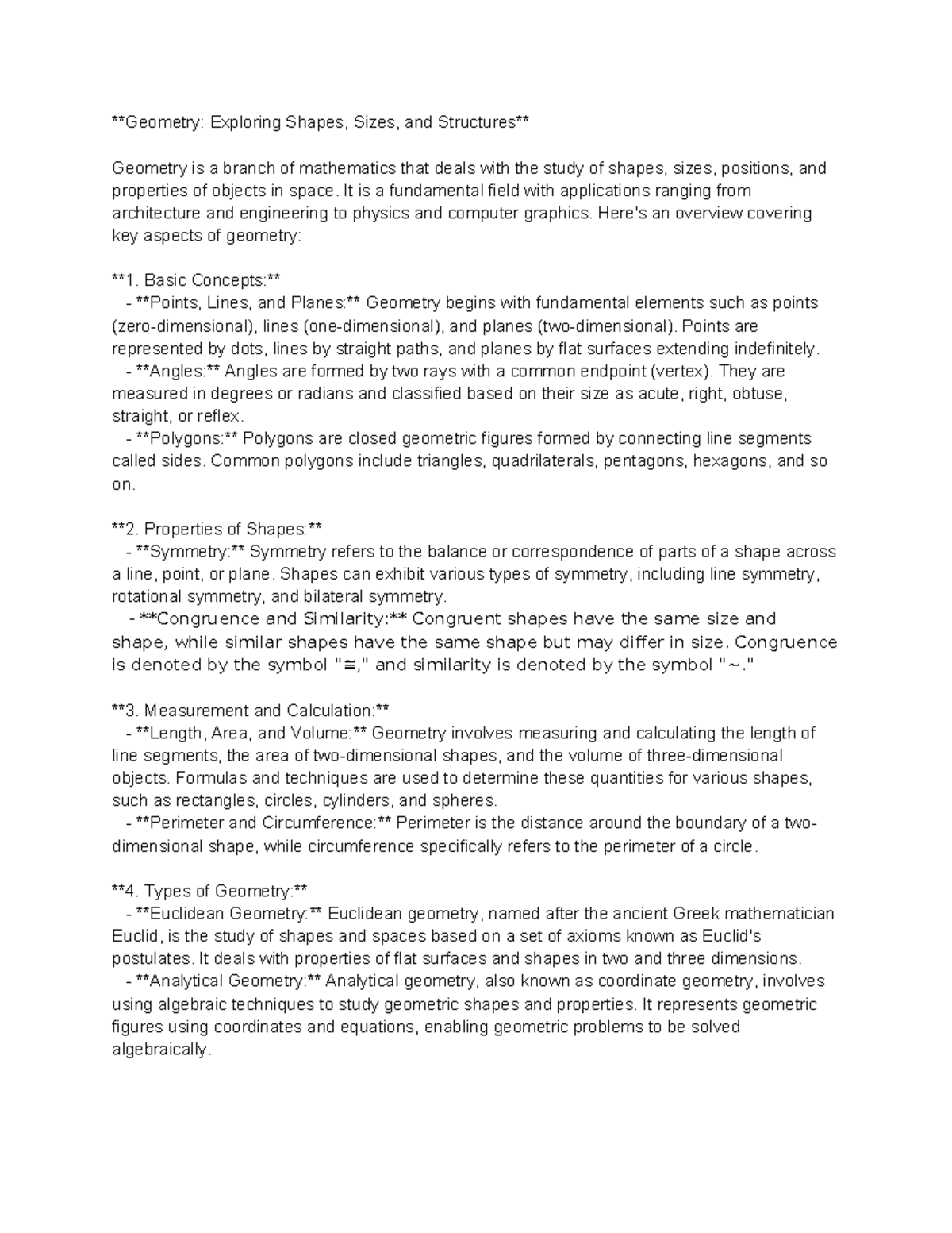 Geometry Exploring Shapes, Sizes, and Structures - It is a fundamental ...