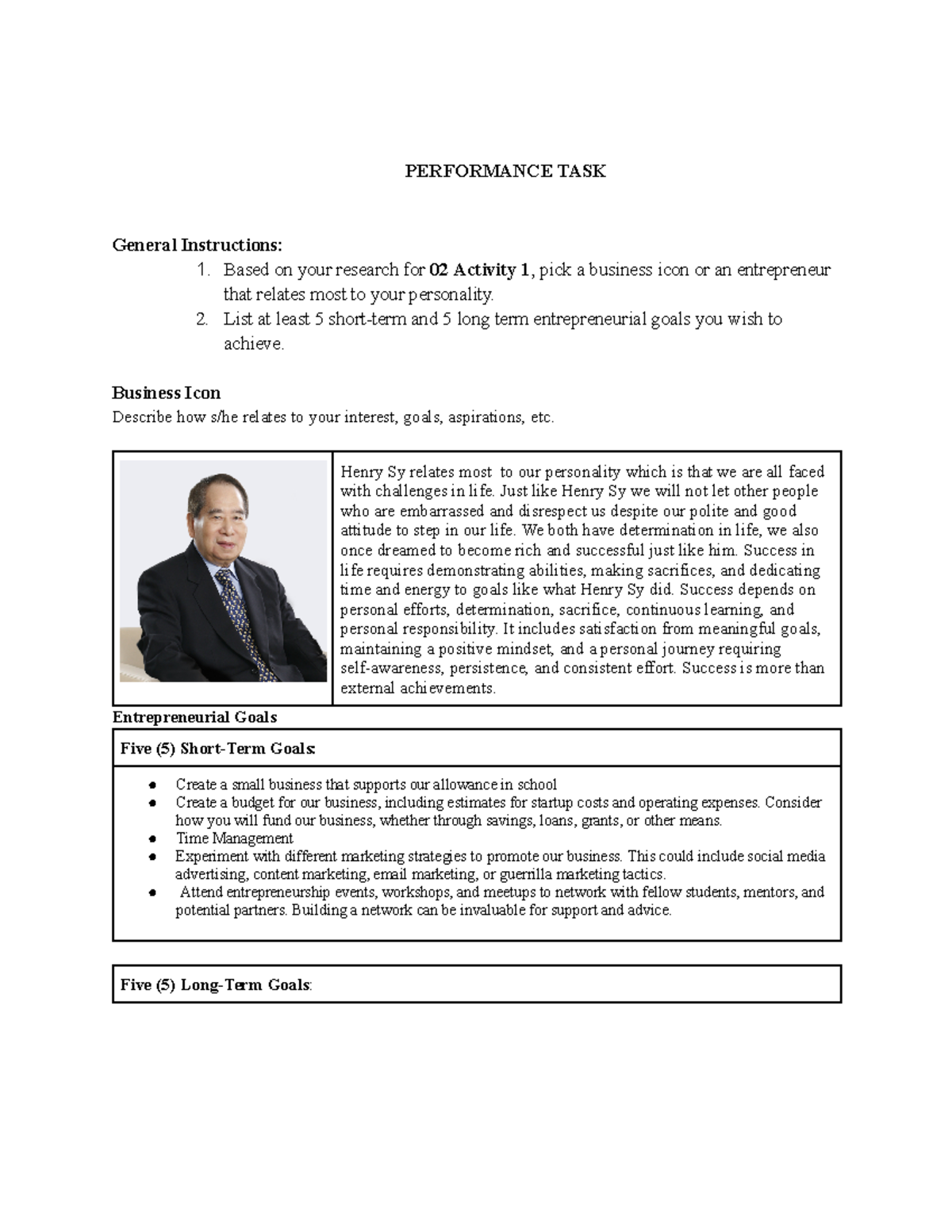02 Performance Task 1 (Entrep) - PERFORMANCE TASK General Instructions ...