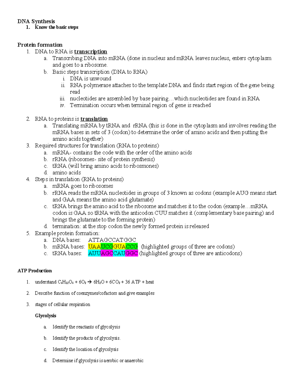 Cells part 3 protein systhesis and ATP production - DNA Synthesis 1 ...