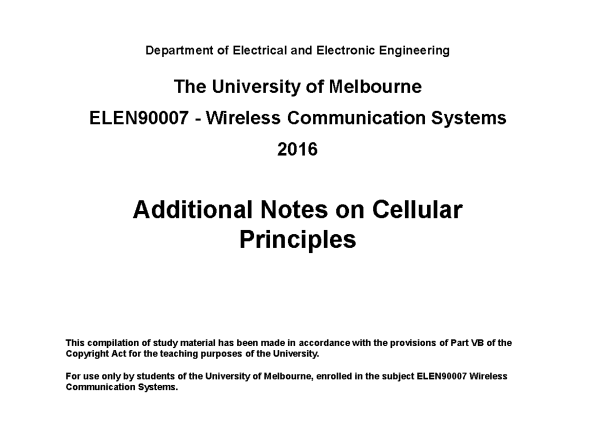 ELEN90007 2016 Sem2 Extra Notes Cellular Principles - ELEN90007 ...