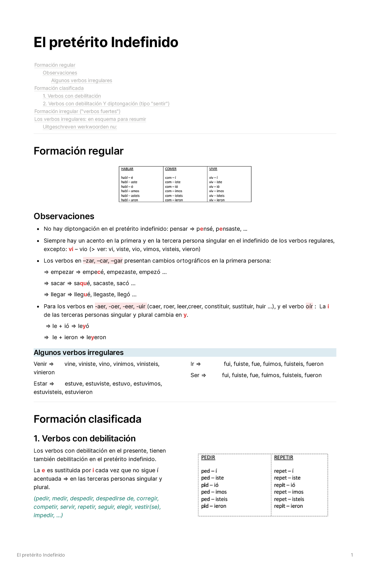 El preterito Indefinido - El pretérito Indefinido Formación regular ...