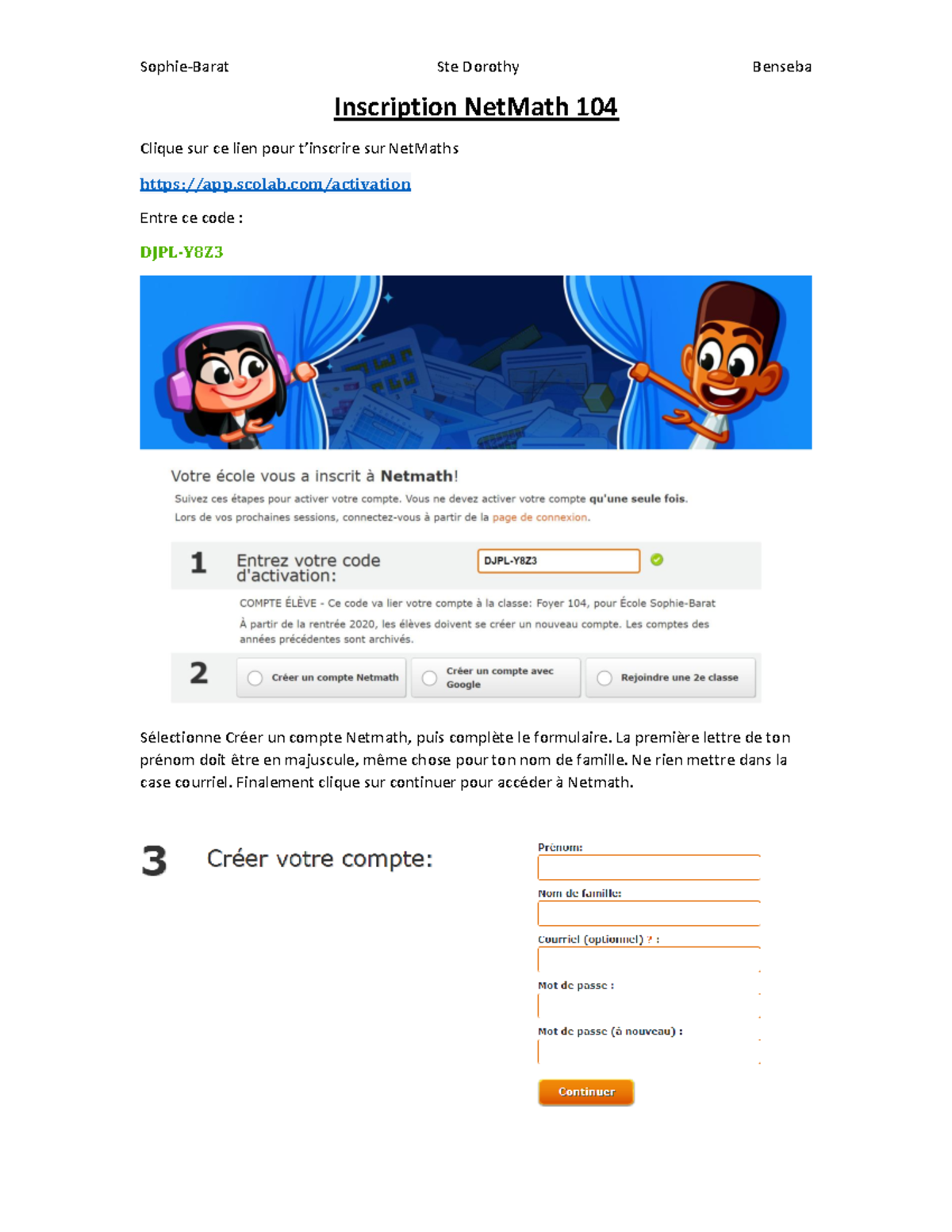 Inscription Net Math 104 - math 3 - Sophie-Barat Ste Dorothy Benseba Inscription NetMath 104 ...