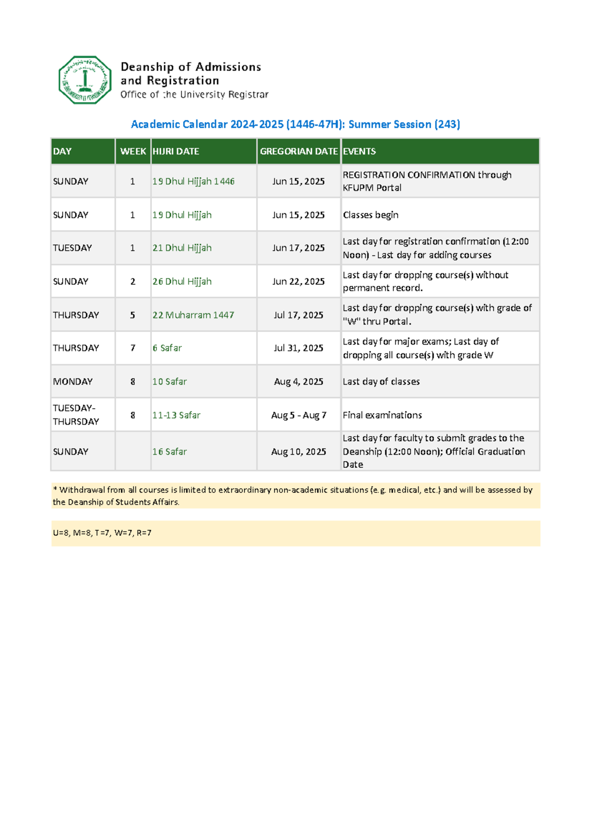 Calendar-243 - 32sgdgfh - DAY WEEK HIJRI DATE GREGORIAN DATE EVENTS ...