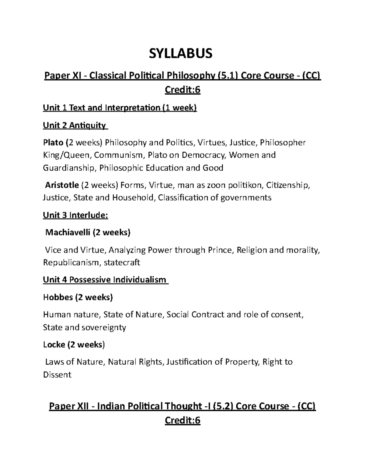 5th sem syllabus (Auto Recovered) - SYLLABUS Paper XI - Classical ...