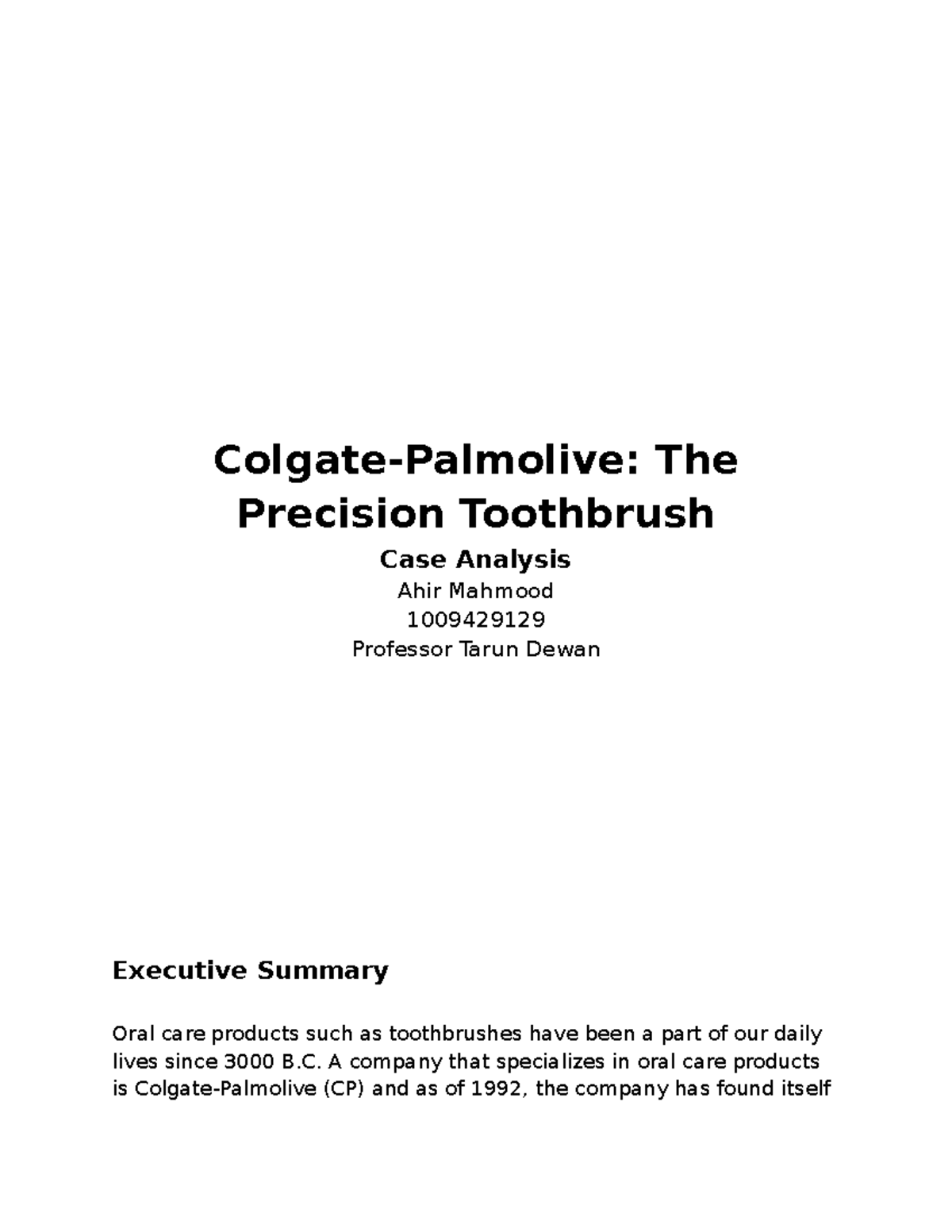 Colgate Palmolive - The Precision Toothbrush - Colgate-Palmolive: The ...