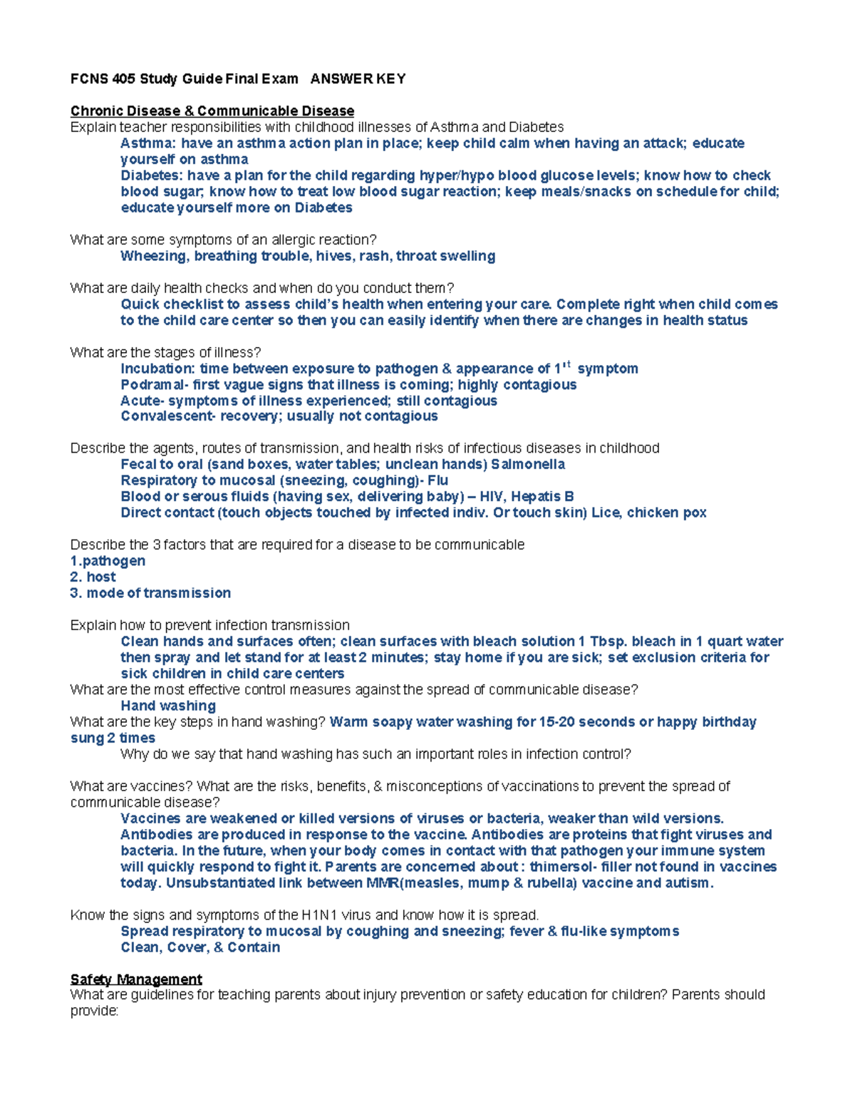 Study Guide Final Exam 22 KEY - FCNS 405 Study Guide Final Exam ANSWER ...