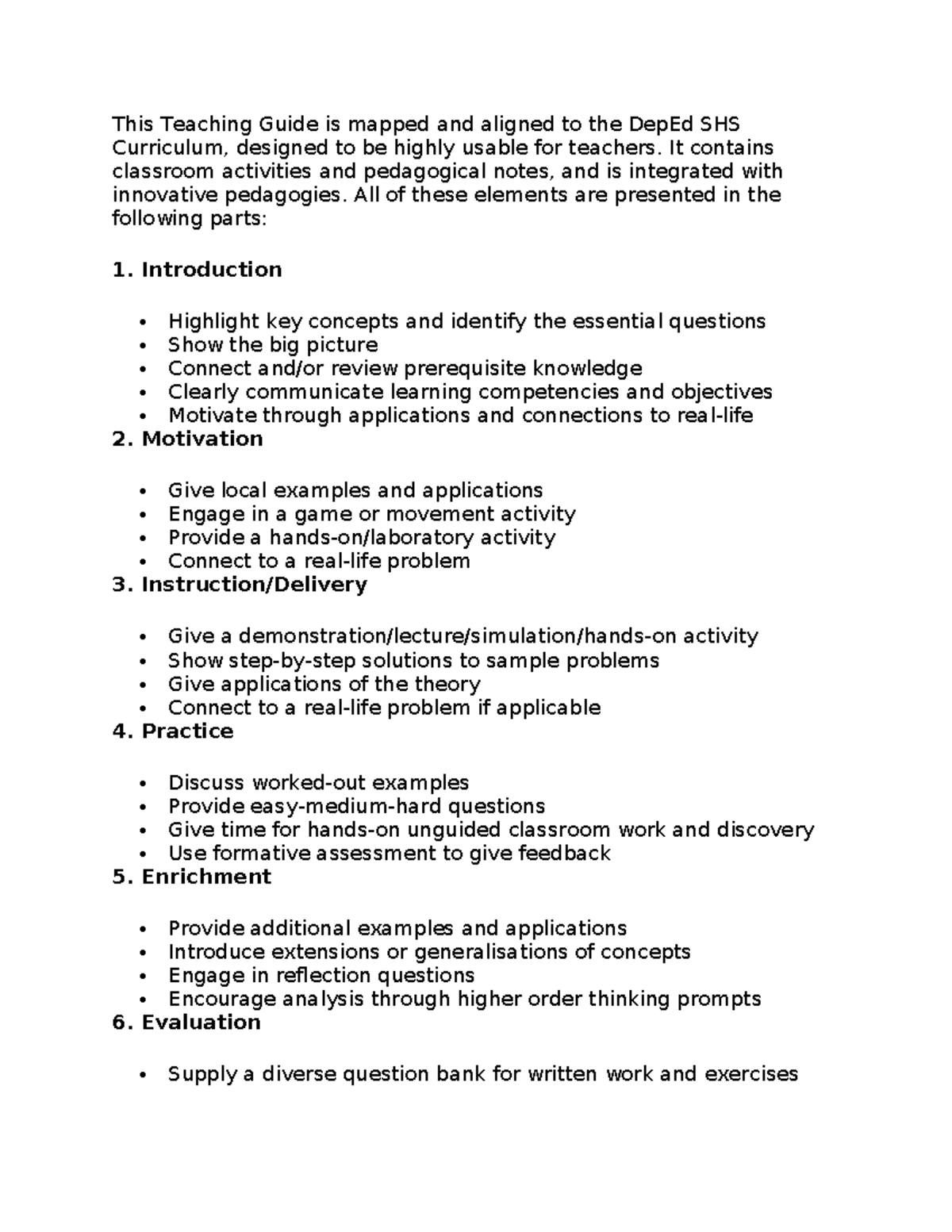 Teaching Guide - It contains classroom activities and pedagogical notes ...