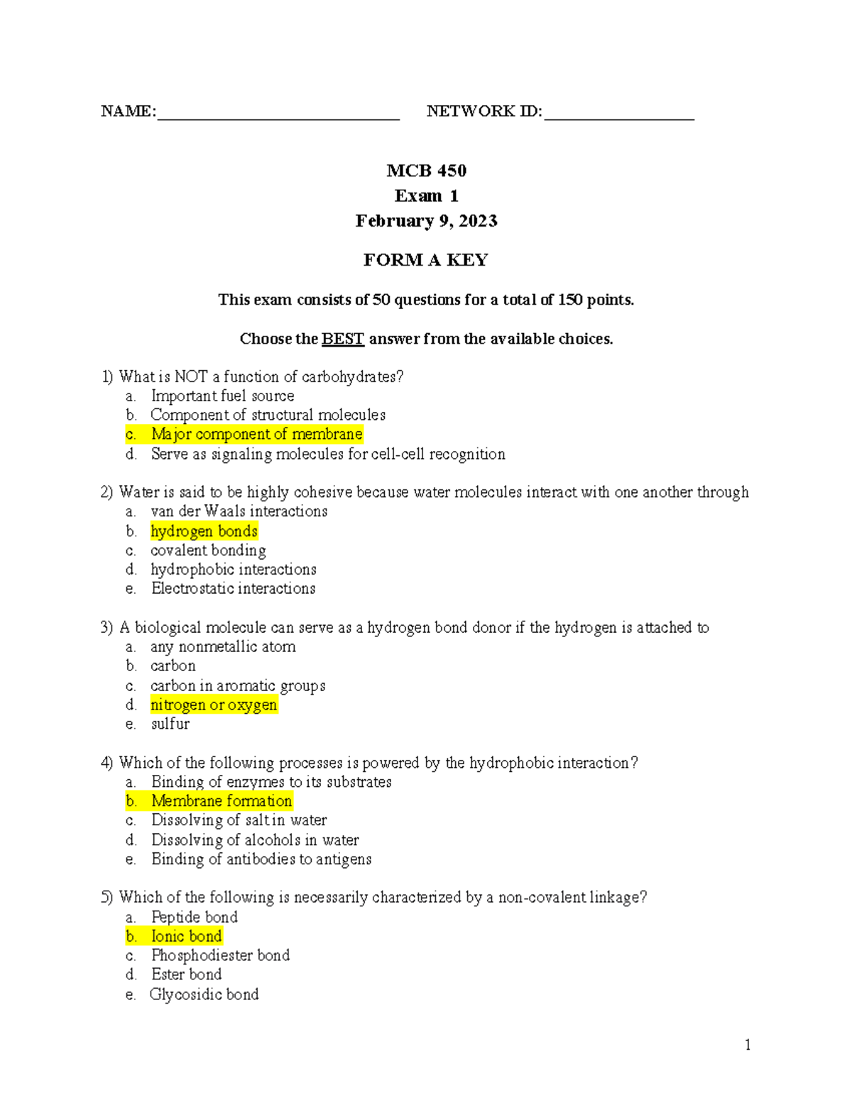 Practice Exam 1 - NAME:_____________________________ NETWORK ID ...