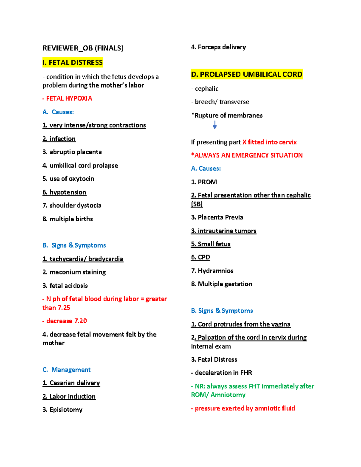 Reviewer in OB Finals - it shows contains a review notes about OB and ...