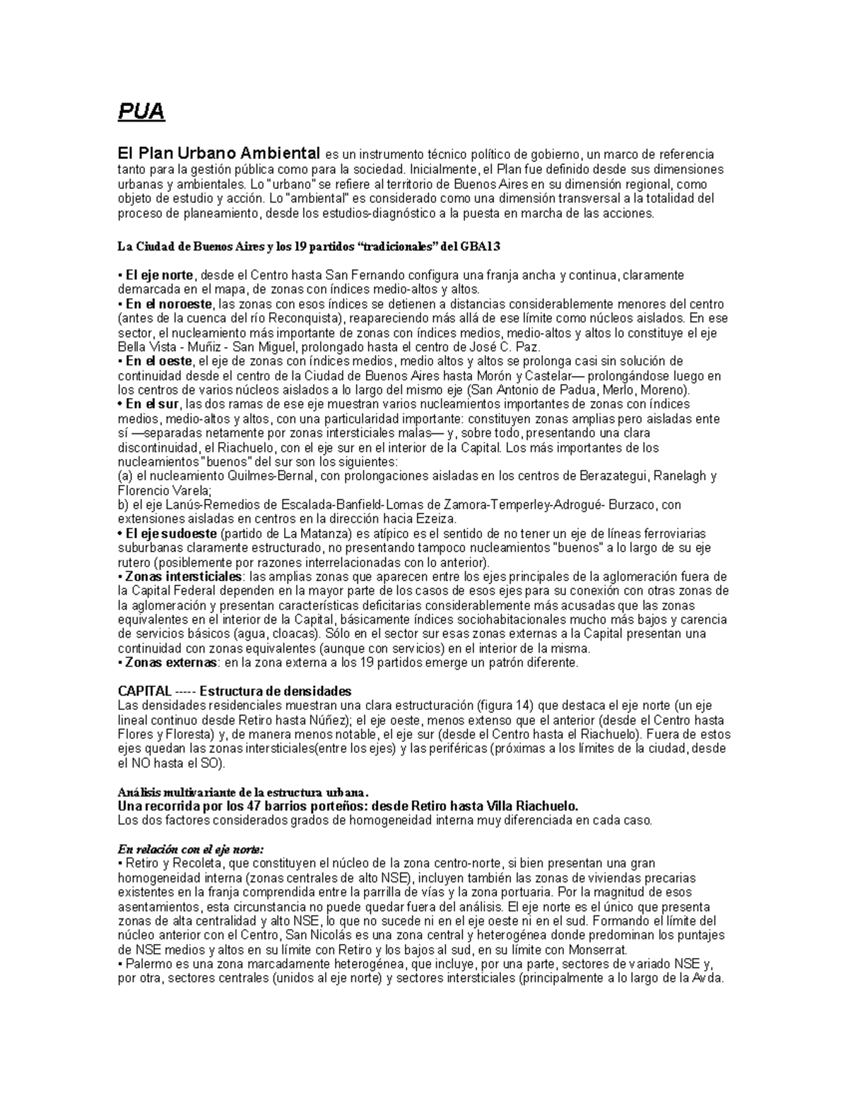La Ciudad de Buenos Aires y los 19 partidos - PUA El Plan Urbano Ambiental es un instrumento ...