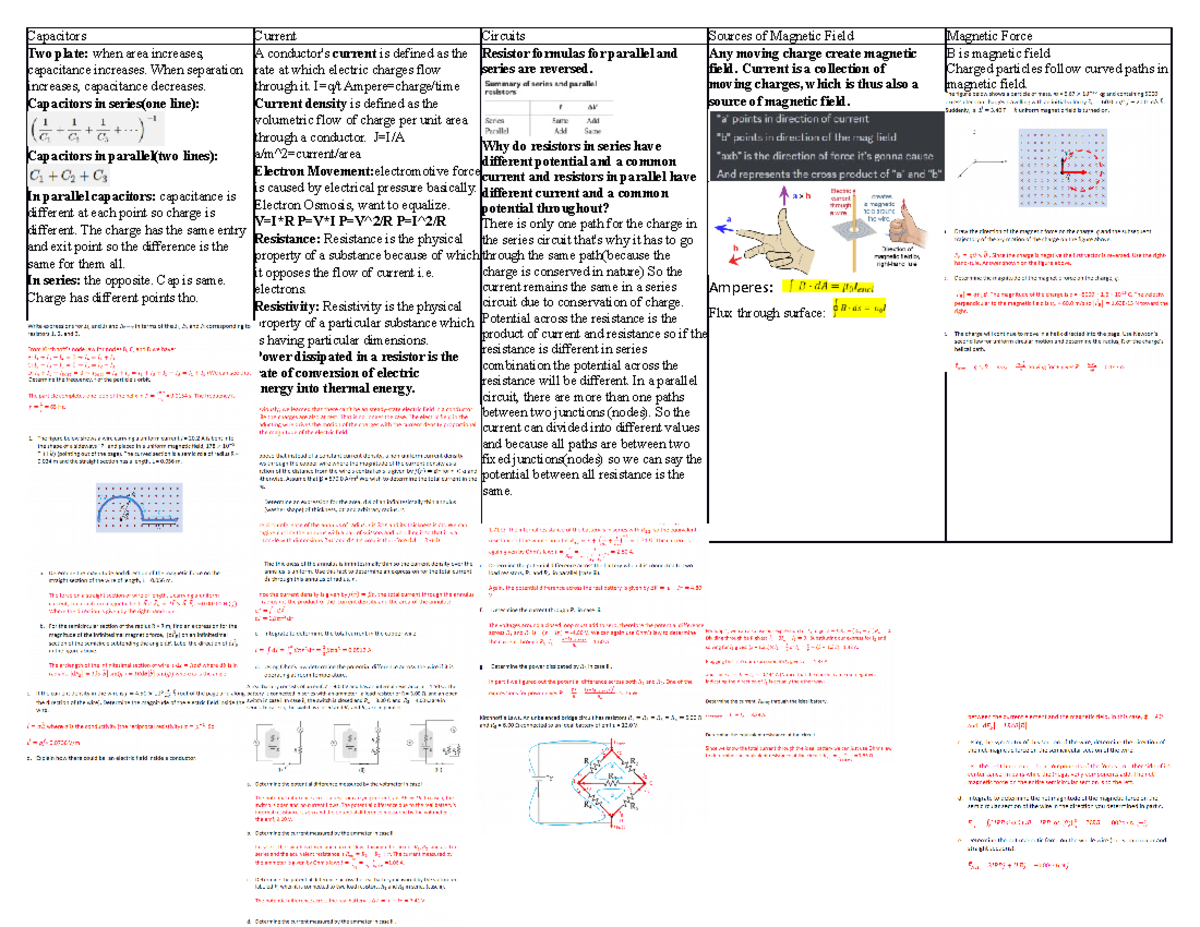 Study - Mathematics - Capacitors Current Circuits Sources of Magnetic ...