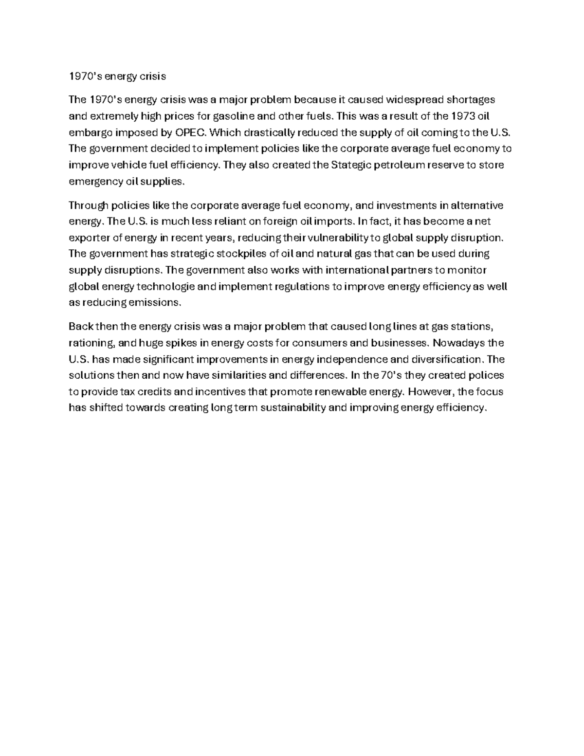 Document 8.03 honors - 1970’s energy crisis The 1970’s energy crisis ...