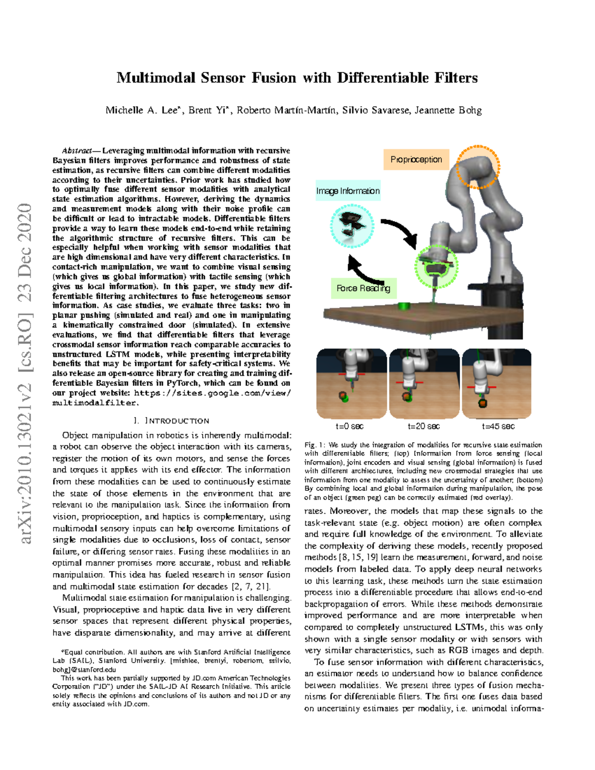 Multimodal Sensor Fusion with Differentiable Filters - Lee∗, Brent Yi∗ ...