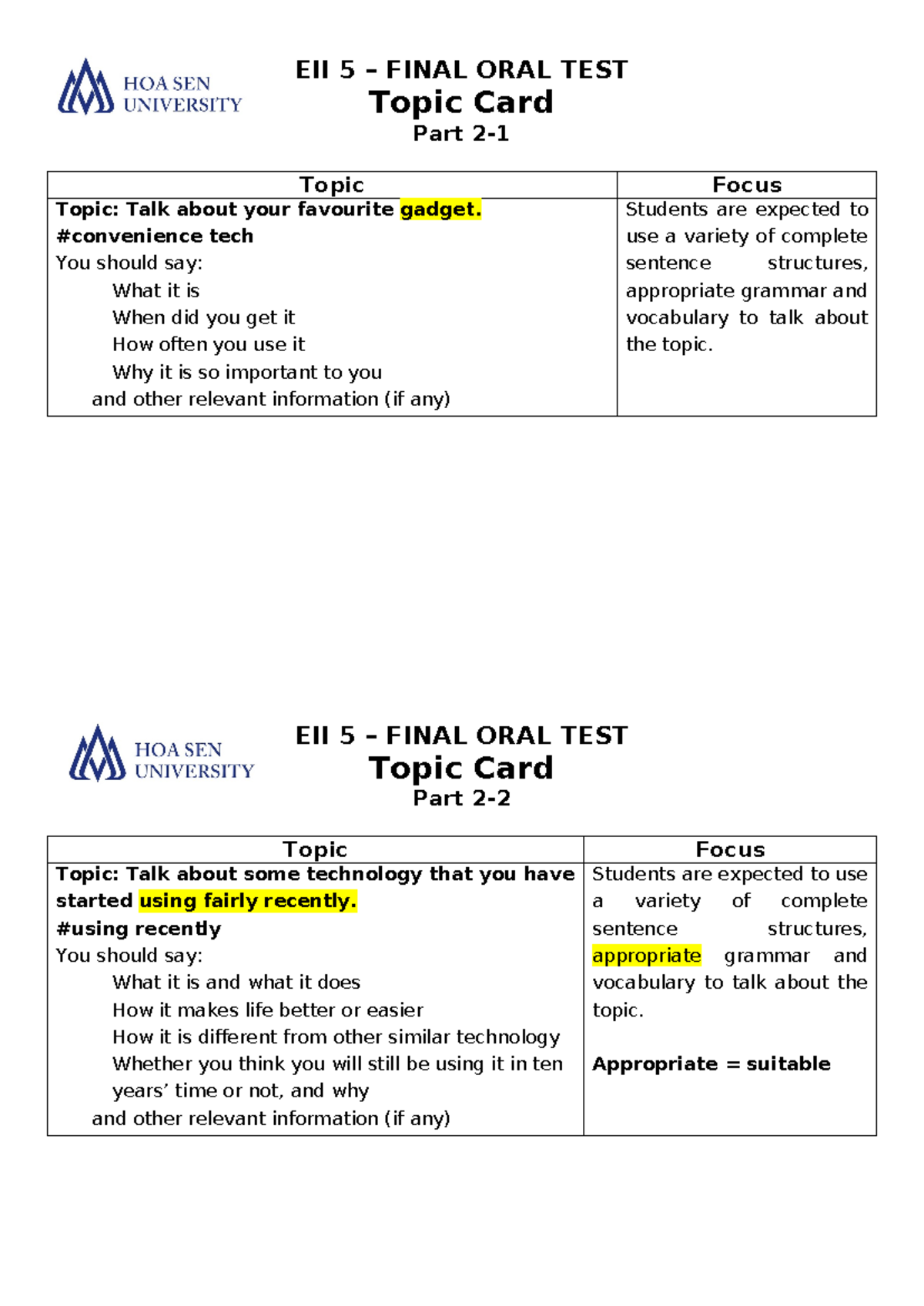 Final Topic Cards - EII5 (updated) - Topic Card Part 2- Topic Focus ...