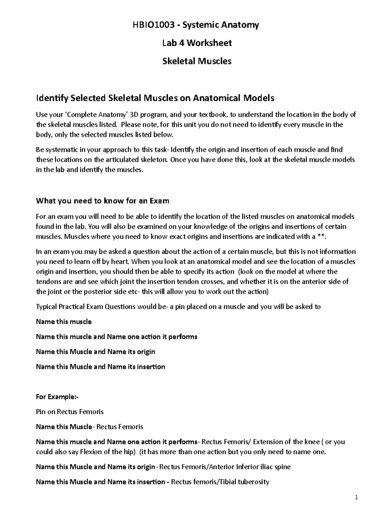 Anatomy human 2021 - HBIO1003 - Systemic Anatomy Lab 4 Worksheet ...