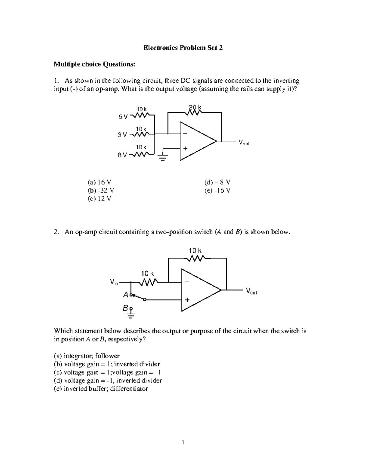 Chm 1106 Problem Set 2 Electronics Problem Set 2 Multiple Choice Questions As Shown In The