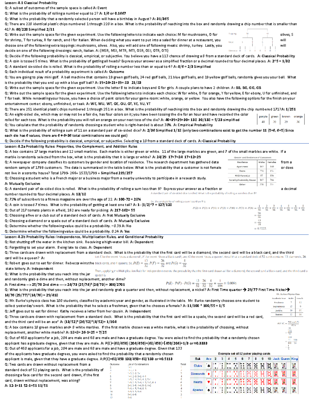 Exam 2 - Cheat Sheet - Keefe, Business Statistics 2333 - Lesson: 4 ...