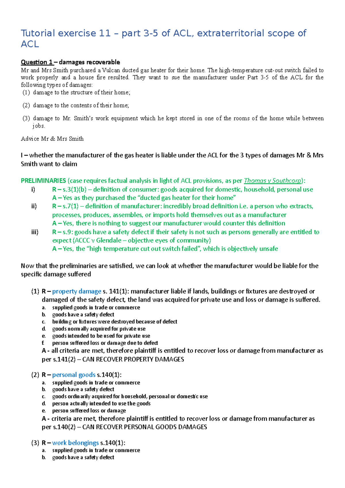 Tutorial exercise 11 - The high-temperature cut-out switch failed to ...