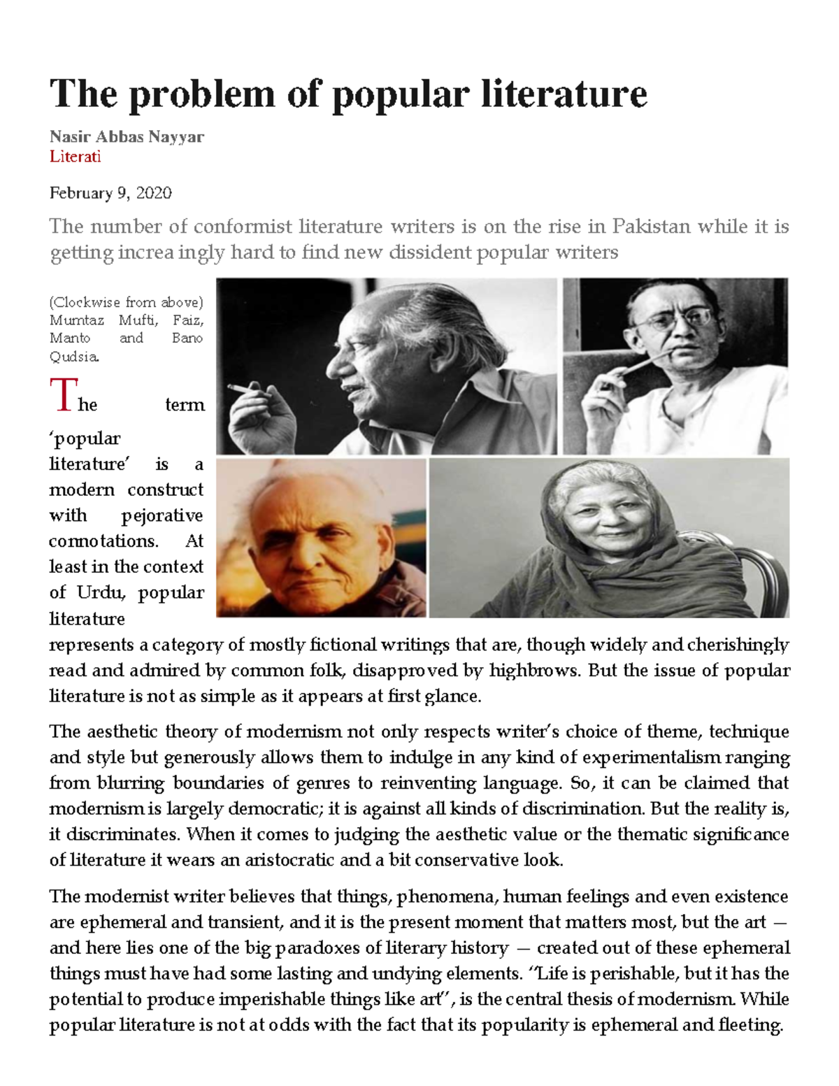 The Problem of Popular Literature (Issues and Challenges of Popular ...