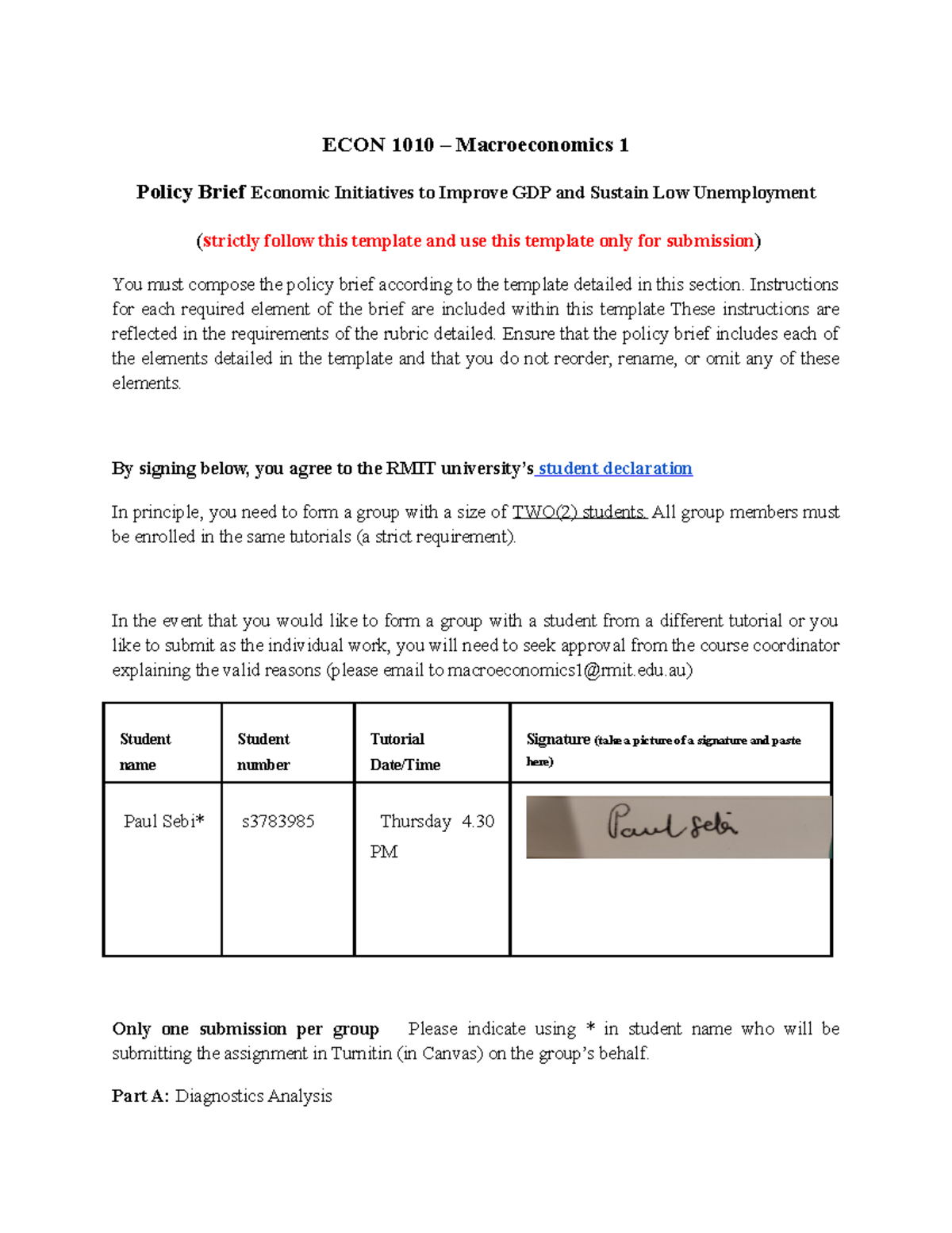 Macroeconomics 1 Assignment 2 Policy Brief - ECON 1010 – Macroeconomics ...