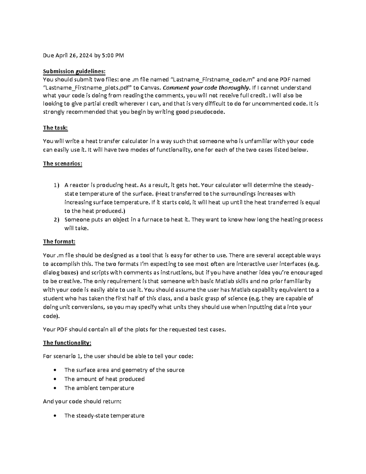 Project 2 Prompt Computer Programming Assignment Notes Due April 26