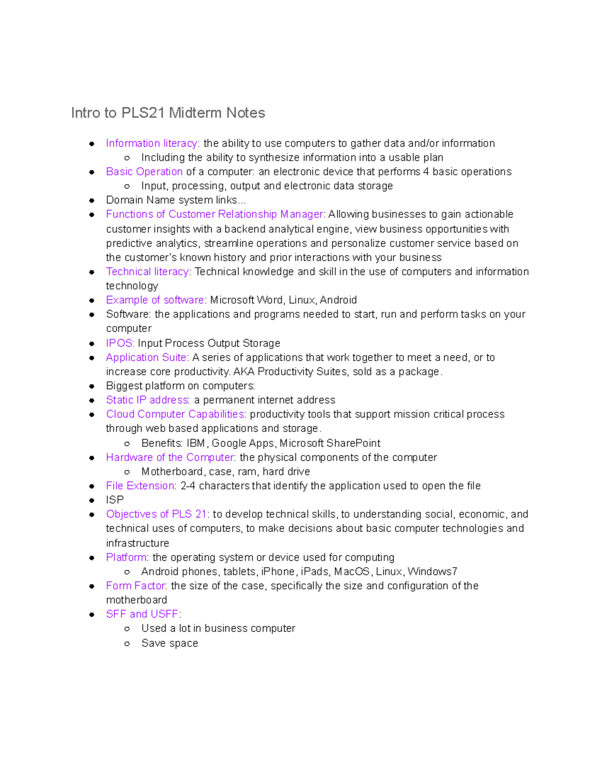 PLS Study Guide - Intro to PLS21 Midterm Notes Information literacy ...