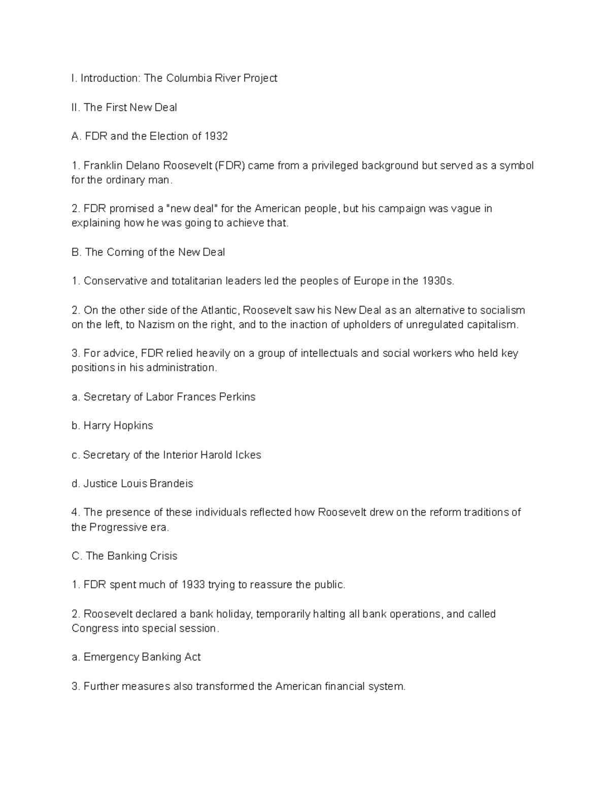 Ch 21 Outline - history 1302- Garner - I. Introduction: The Columbia ...