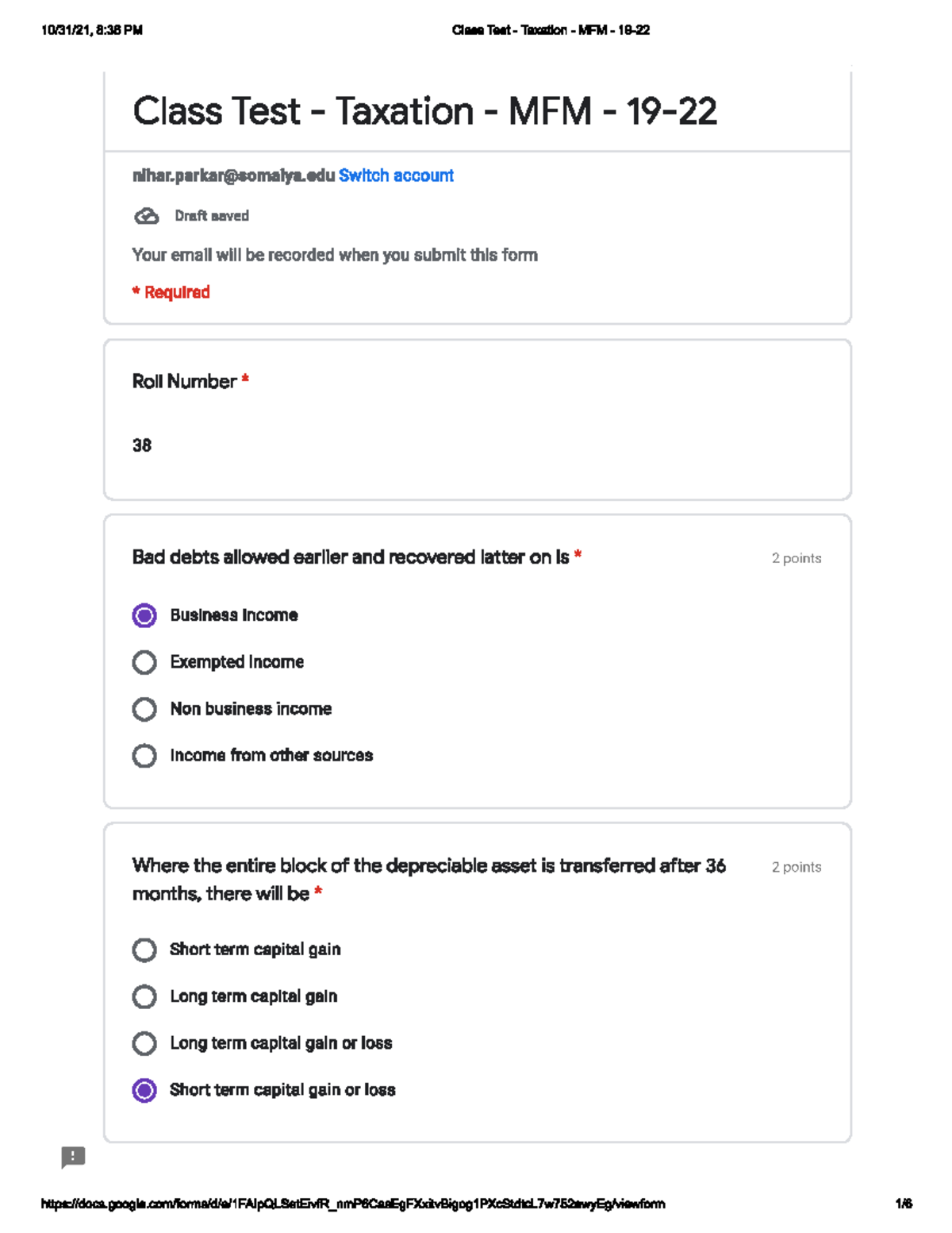 Tax test - test paper - Masters in Financial Management - MU - Studocu