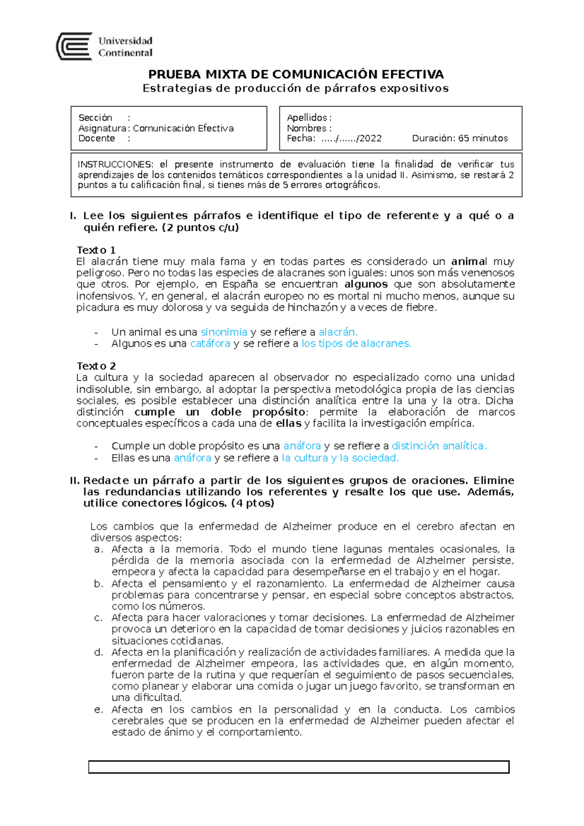 Prueba Mixta Comunicacion Efectiva - PRUEBA MIXTA DE COMUNICACIÓN EFECTIVA Estrategias de ...