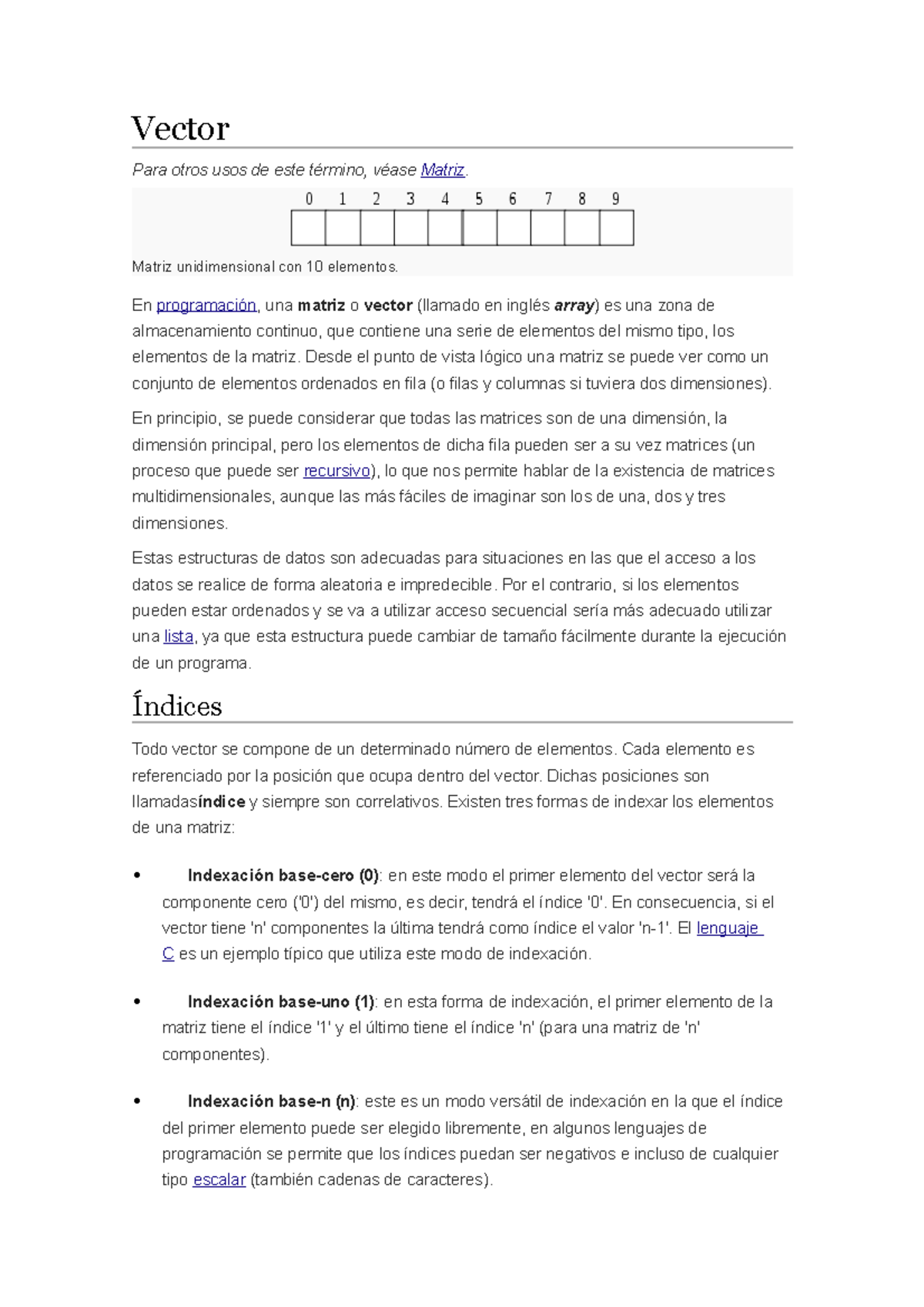 Vector - Vector Para otros usos de este término, véase Matriz. Matriz ...