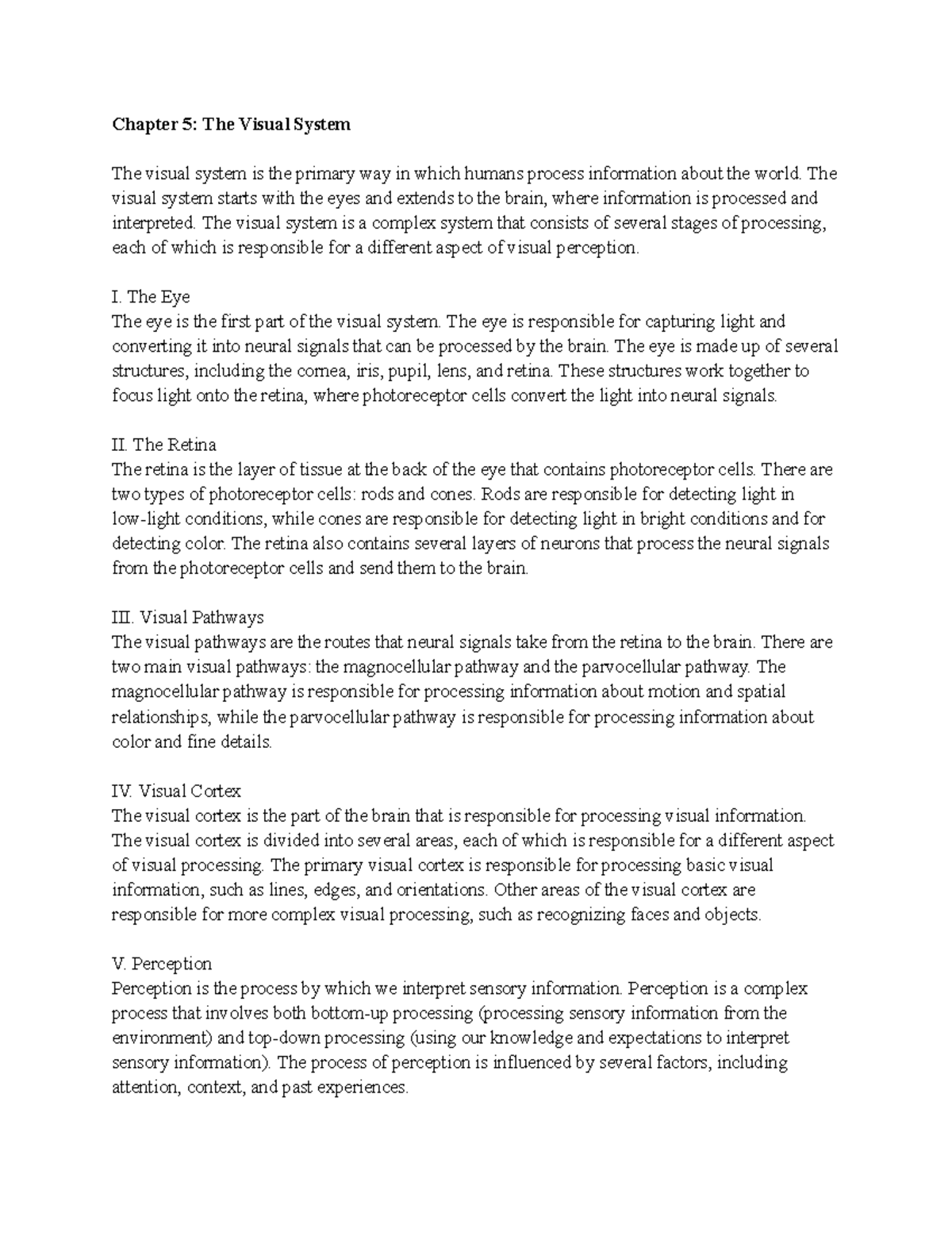 PSYC 230 Chapter 5 - Notes for PSYC 230 Ch 5 - Chapter 5: The Visual ...