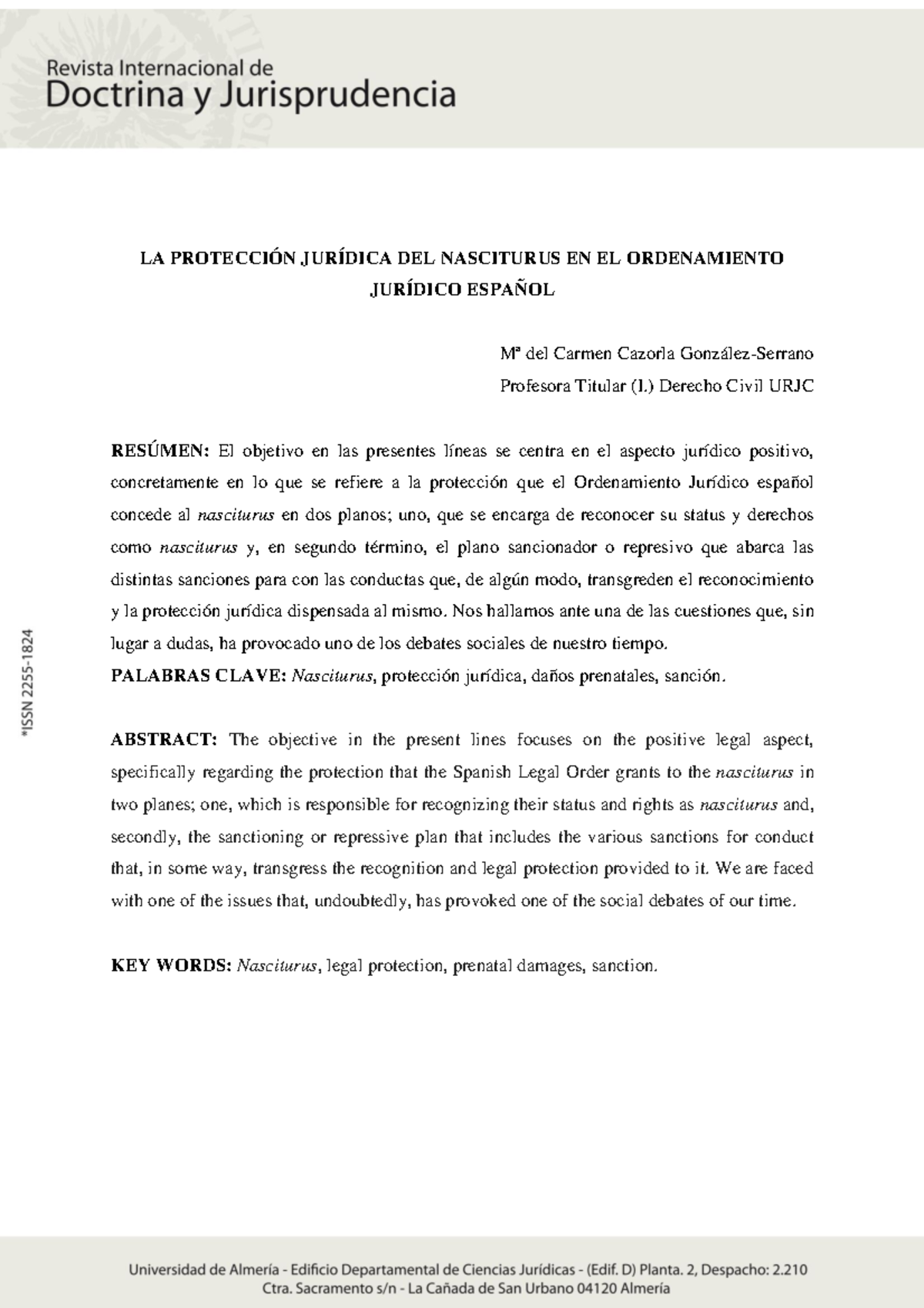 Derecho civil nasciturus - LA PROTECCIÓN JURÍDICA DEL NASCITURUS EN EL ...