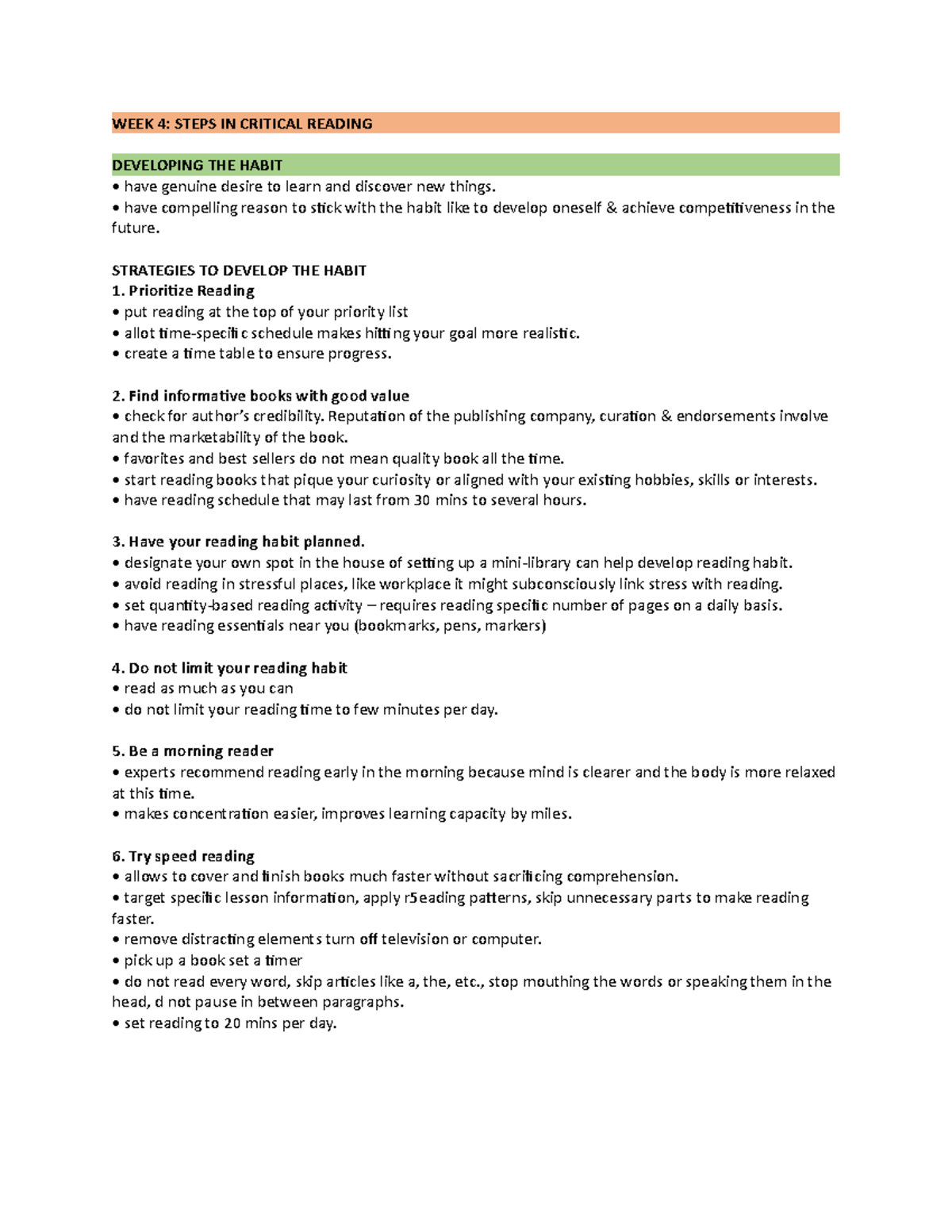 WEEK 4 Steps in Critical reading - WEEK 4: STEPS IN CRITICAL READING ...