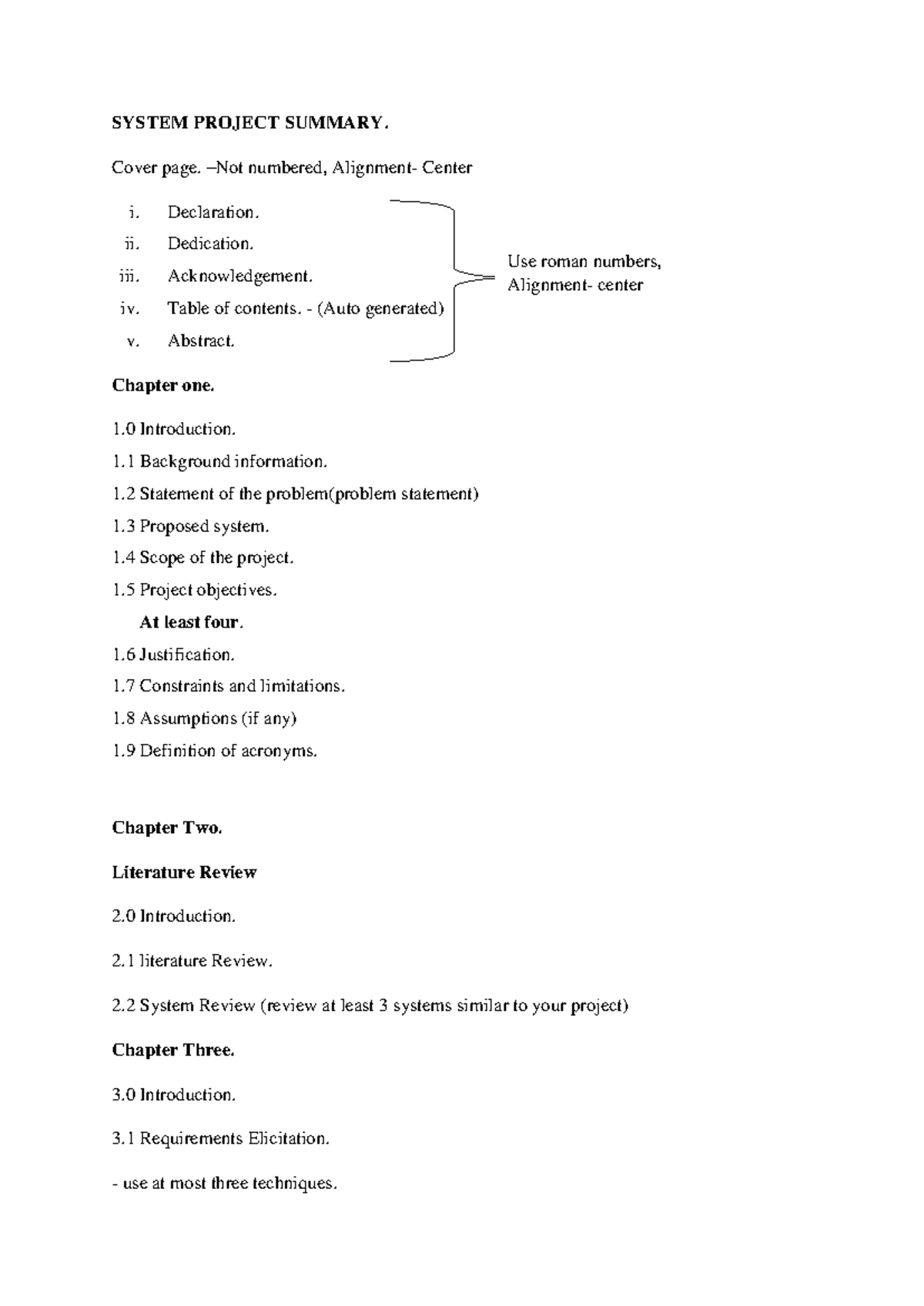Project Format Summary - SYSTEM PROJECT SUMMARY. Cover page. – Not ...