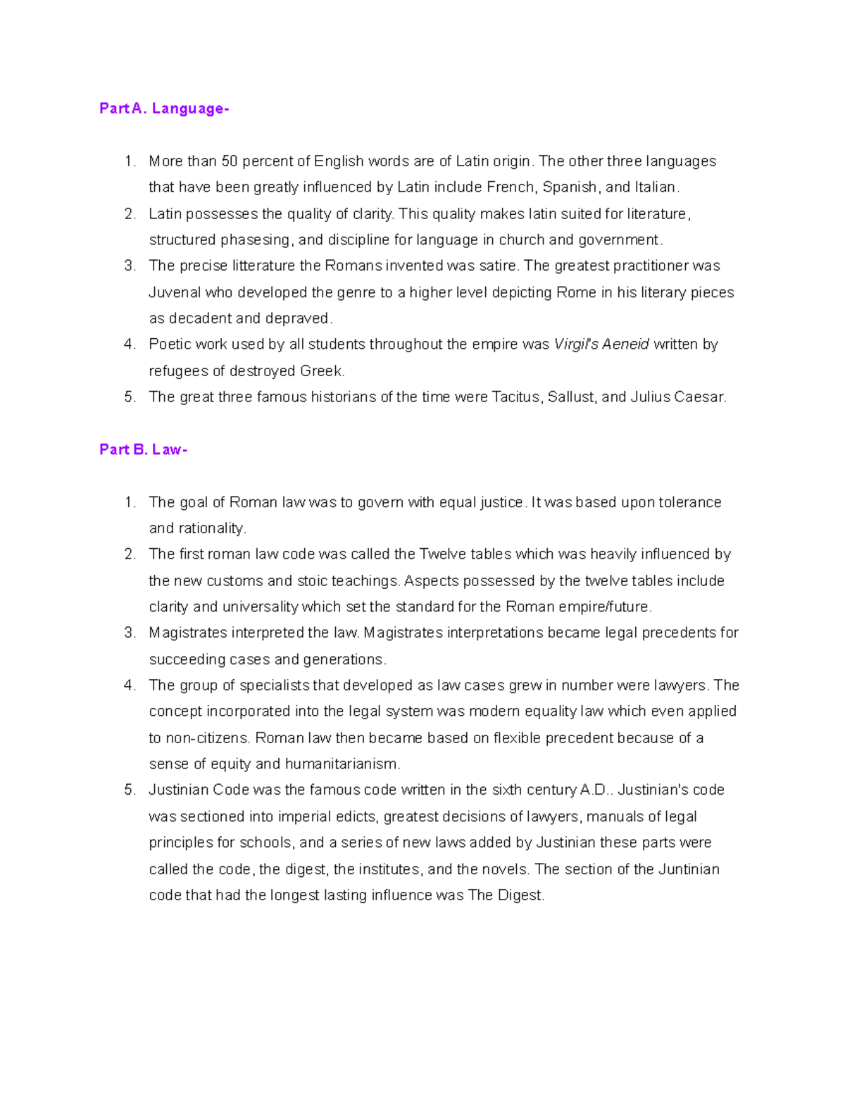 Legacy of Rome worksheet - Part A. Language- More than 50 percent of ...