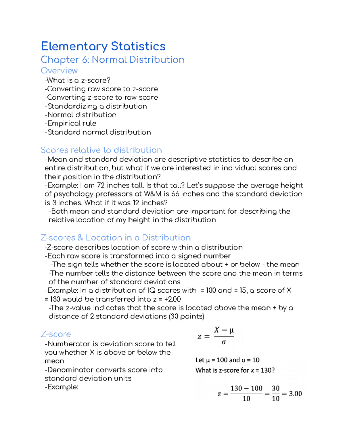 PSYC 301 Chapter 6: Normal Distribution - Elementary Statistics Chapter ...