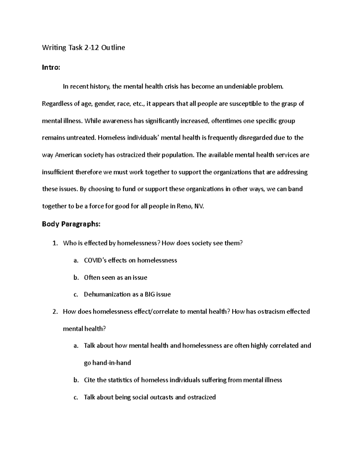 Writing Task 2-12 Project 2 Outline - Writing Task 2-12 Outline Intro ...