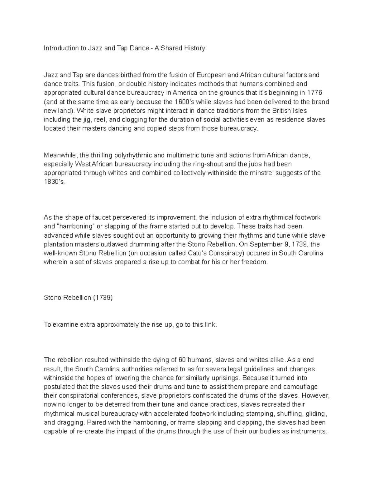 Dance 8 - Introduction to Jazz and Tap Dance - A Shared History Jazz ...