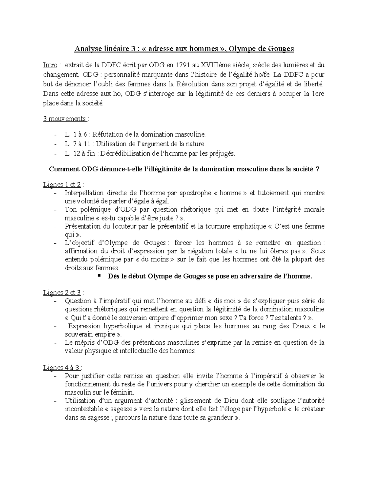 Analyse linéaire 3 FR - Analyse linéaire 3 : « adresse aux hommes ...