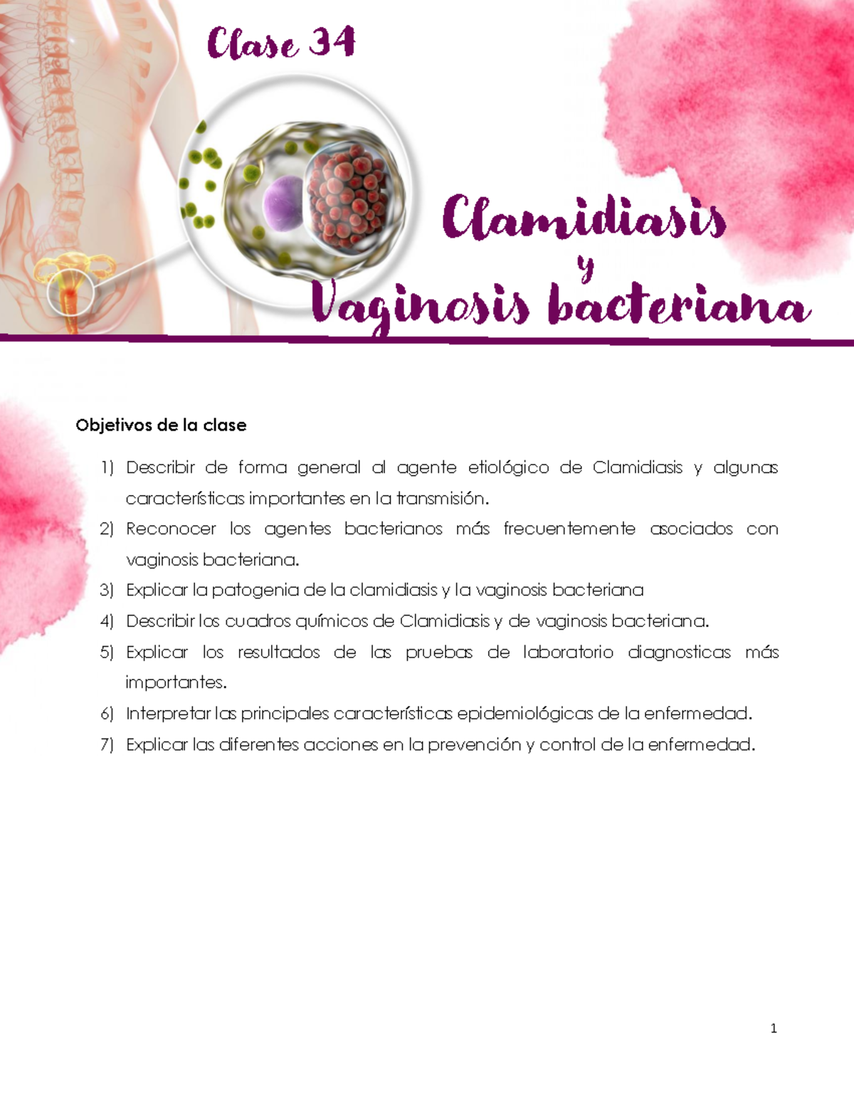 T34 - Clamidiasis y vaginosis bacteriana - Objetivos de la clase ...