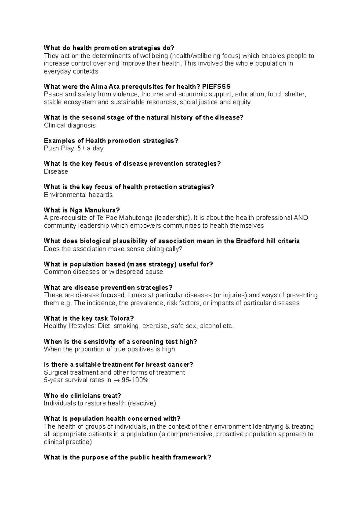Poplhlth Questions - These are helpful - What do health promotion ...