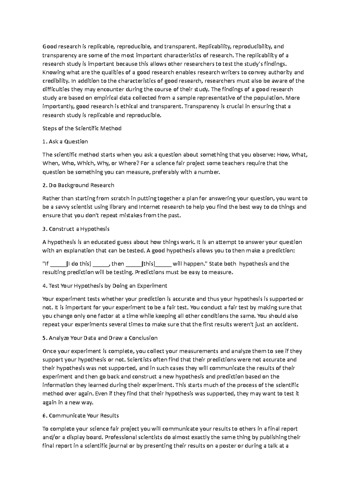 10% - simple note - Good research is replicable, reproducible, and ...