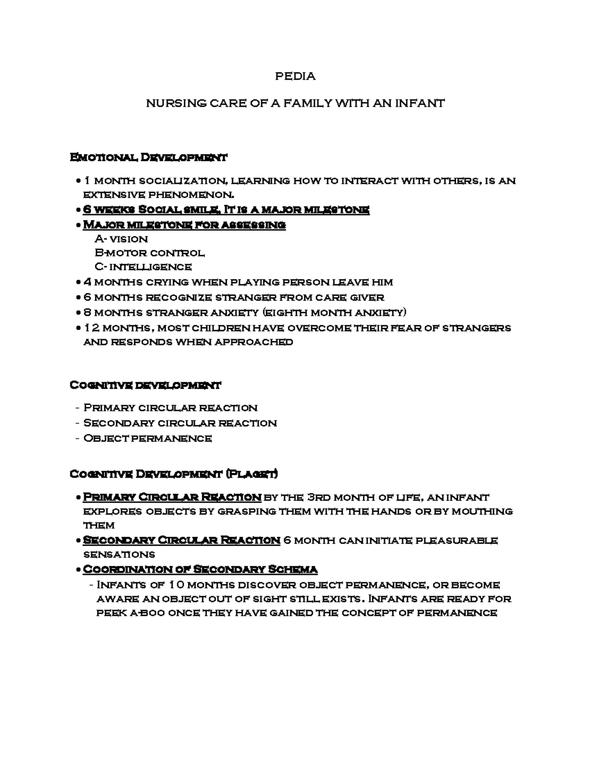 Pedia(PART4) - this lecture note contains the nursing care of a family ...