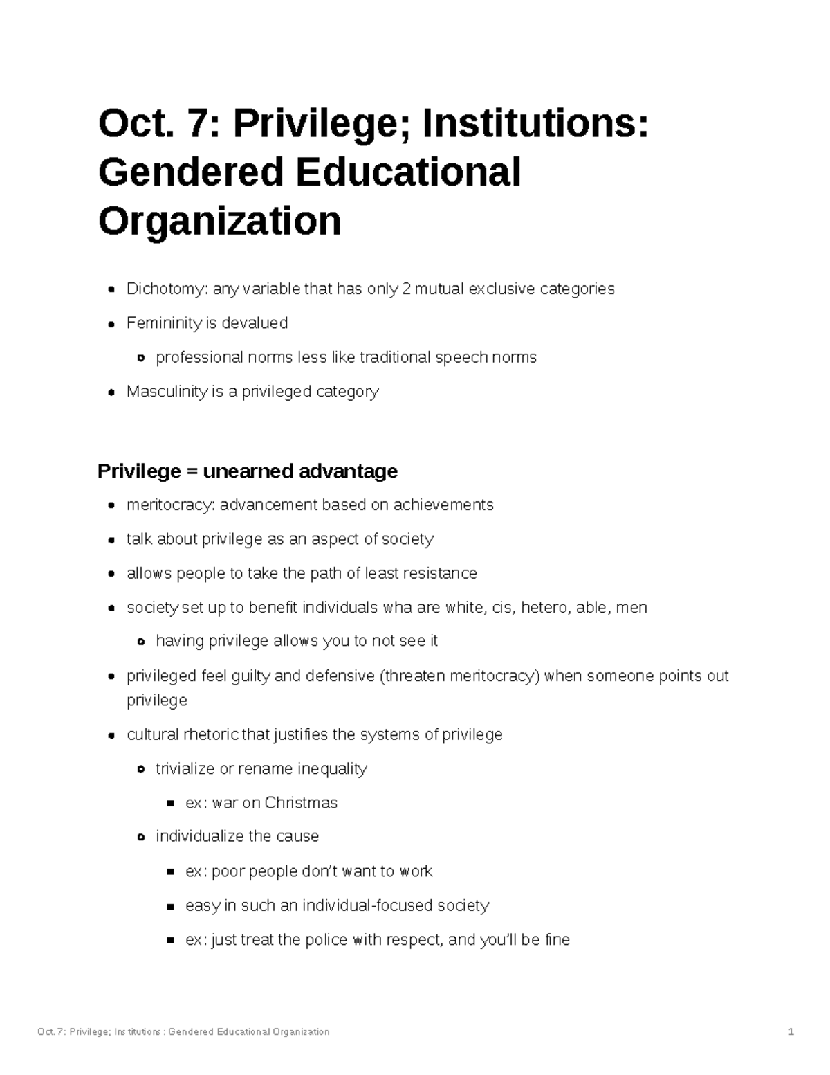 Week 3: Privilege, Institutions, Gendered Education - Oct. 7: Privilege ...